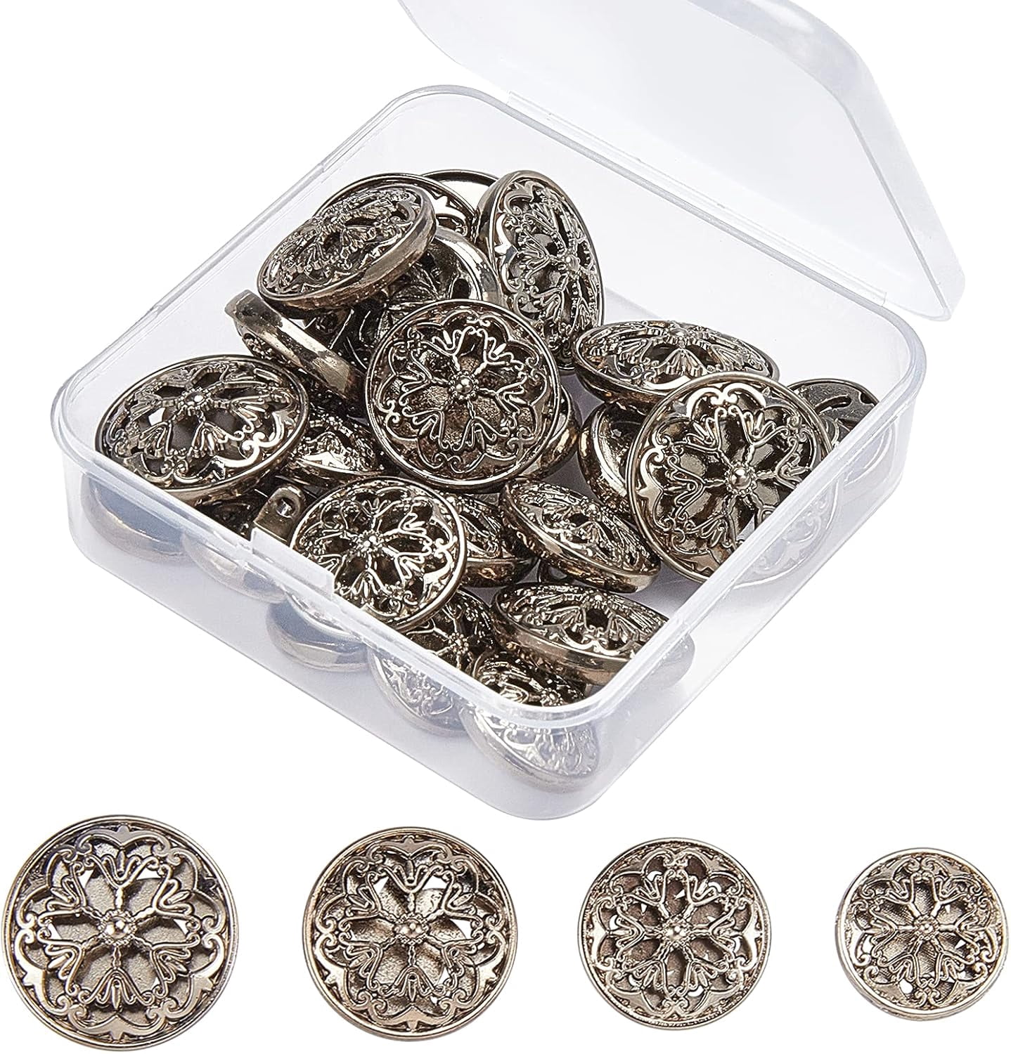24pcs Metal Blazer Button Set Flower Crest Vintage Shank Buttons 18mm ...