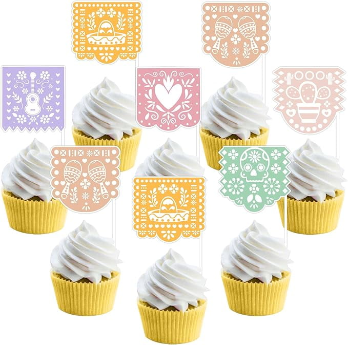 24pcs Mexican Fiesta Party Cake Topper, Mexican Fiesta Party ...