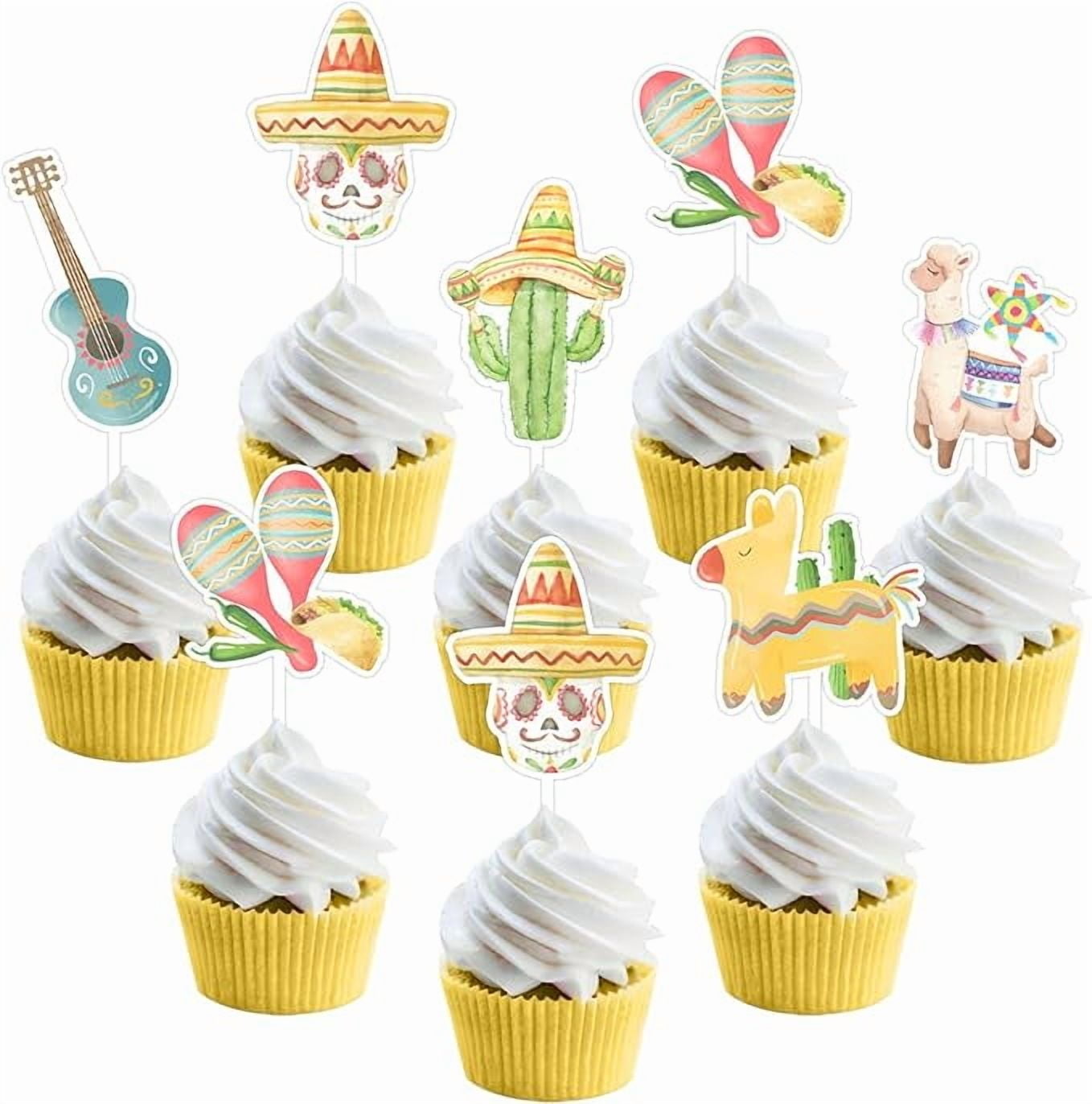 24pcs Mexican Fiesta Party Cupcake Toppers, Cinco De Mayo Table Party ...