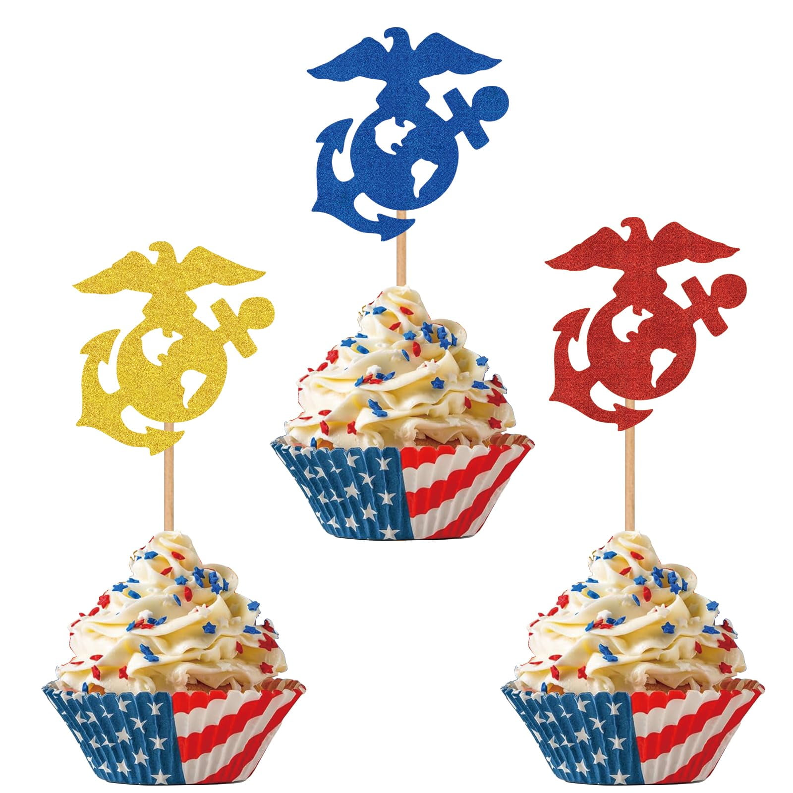 24pcs Military ThemedEGSC Cupcake Toppers Boot Camp Bound Cupcake Picks ...