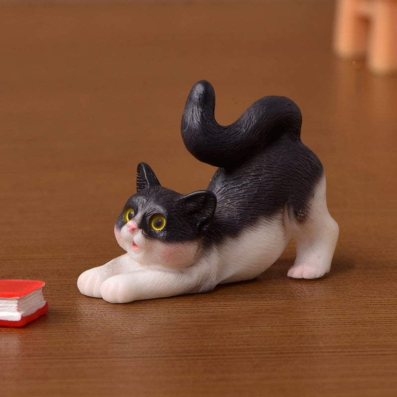 24pcs Mini Resin Cats Figurine Dollhouse Decorations Black 27.5x37mm ...