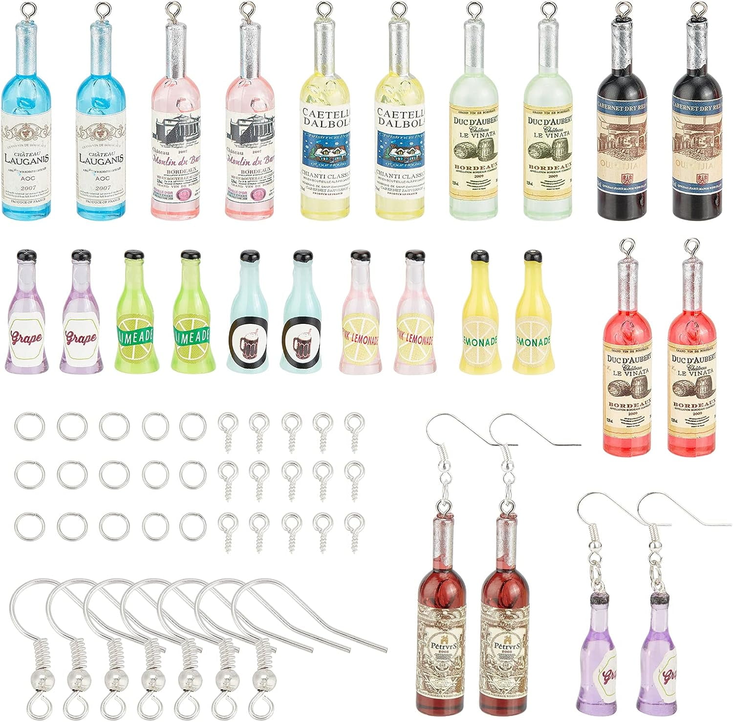 24pcs Mini Resin Wine Bottles Charms Resin Bottle Bead Pendants Resin ...