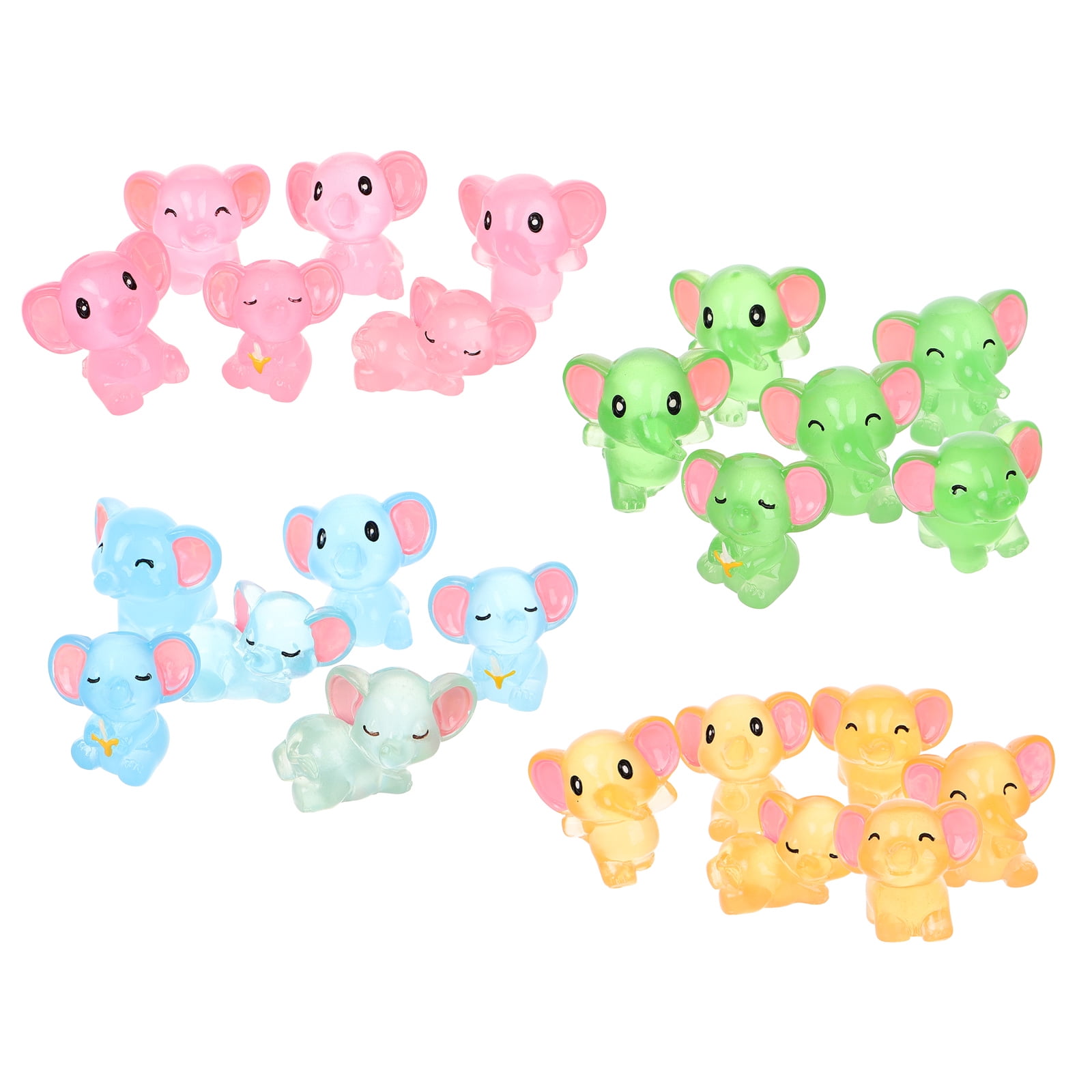 24pcs Miniature Elephant Figurine in The Dark Elephants Dollhouse ...