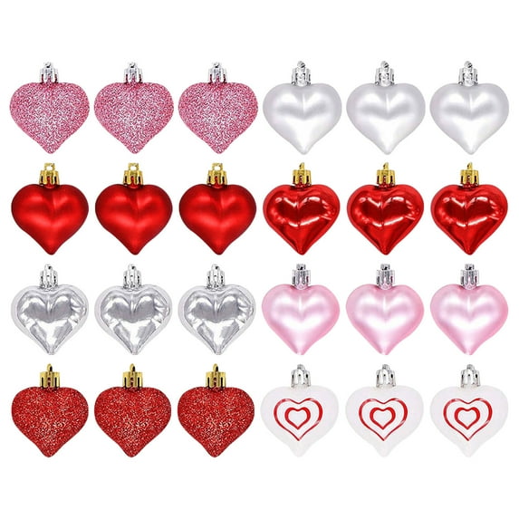 24pcs Multi Color Heart Ornaments - Valentine's Day Decorations for ...