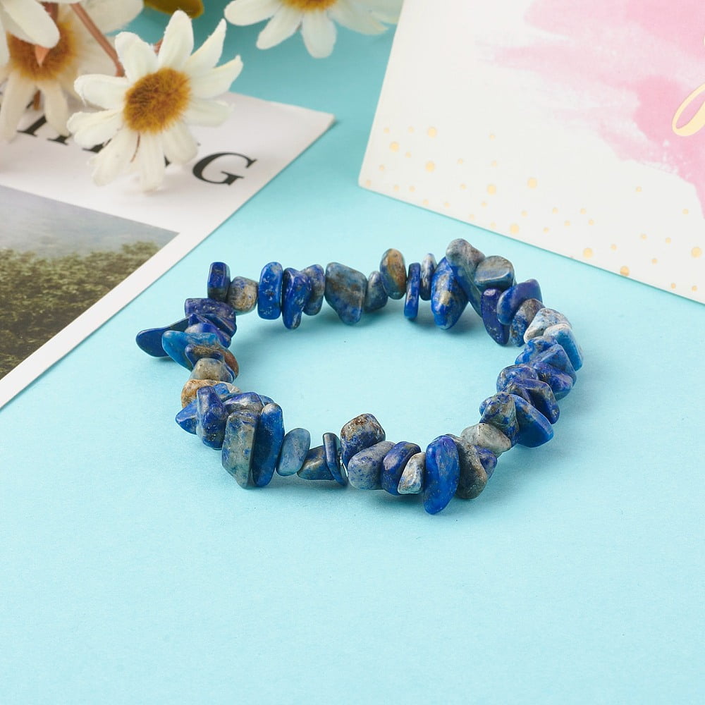 24pcs Natural Lazuli Chip Bead Stretch Bracelets for Inner Diameter: 1 ...