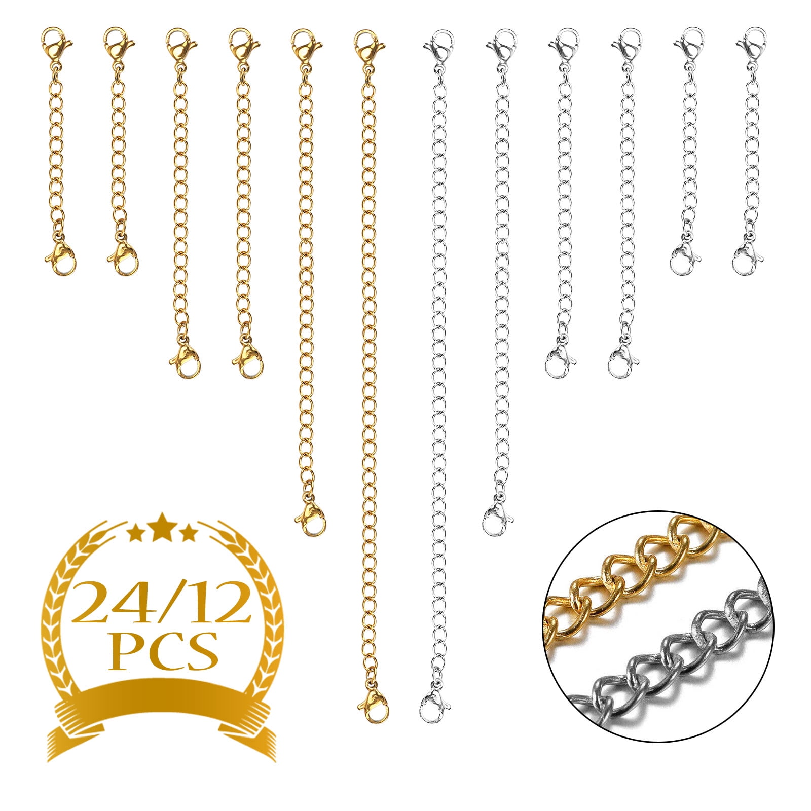 24pcs Necklace Extender, TSV Stainless Steel Bracelet Extender Chain ...