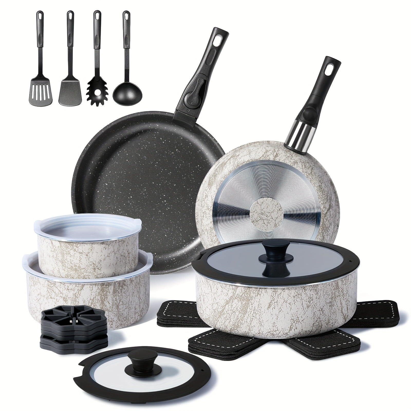 [24pcs Nonstick Cookware] 24pcs Nonstick Cookware Sets, Kitchen Pots ...