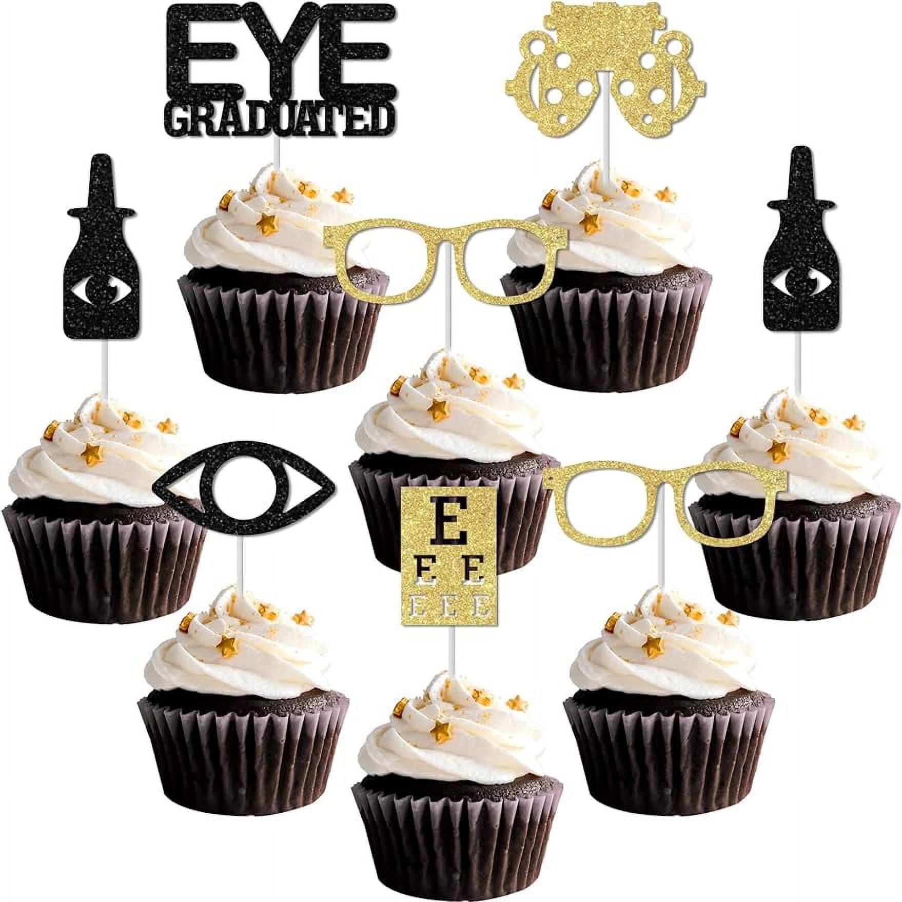 24pcs Optometry Graduation Cupcake Toppers, Eye Graduation Congrats ...