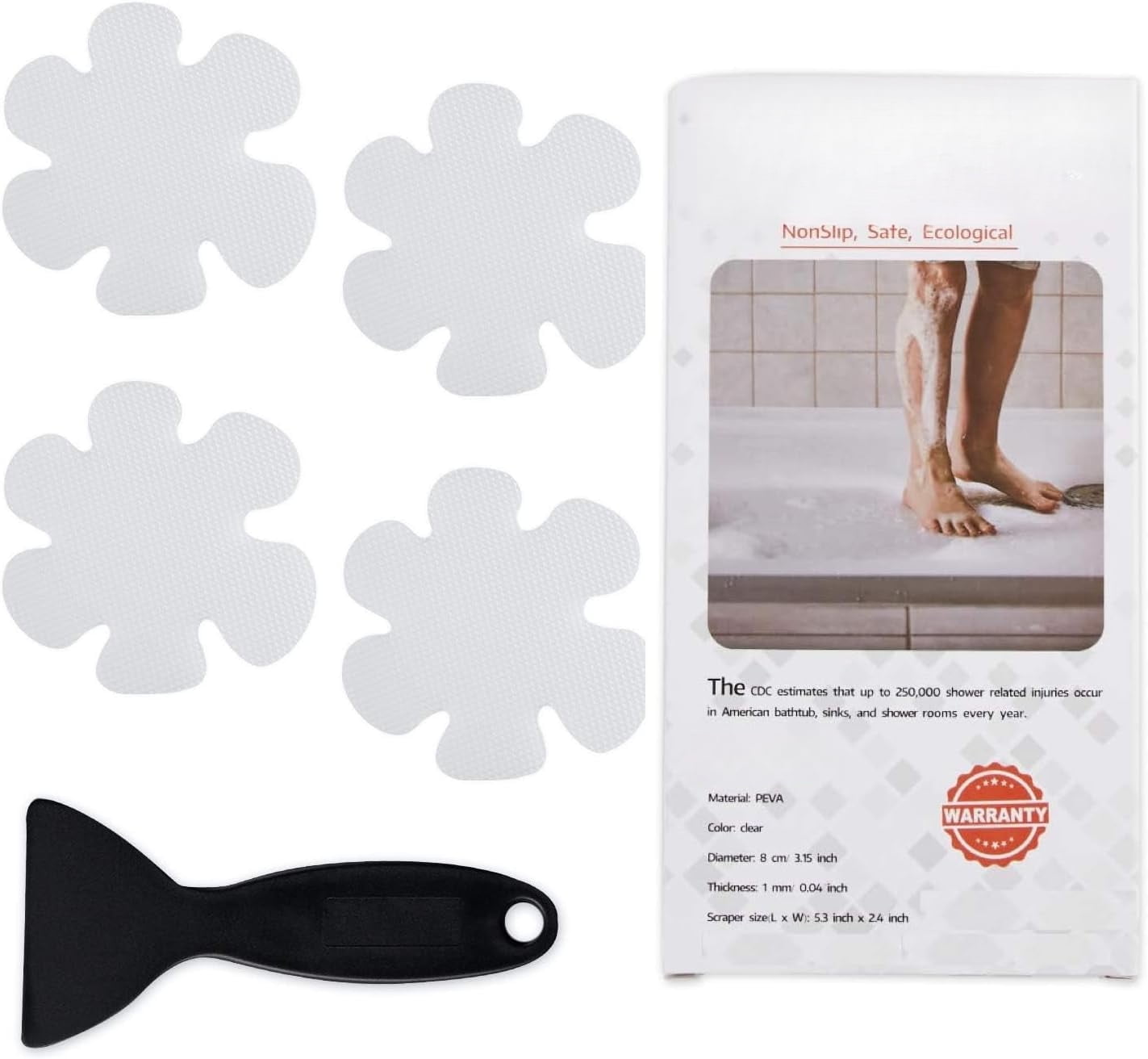 24pcs Original Bathtub Stickers Non-slip, Safety Shower Tread Adhesive ...