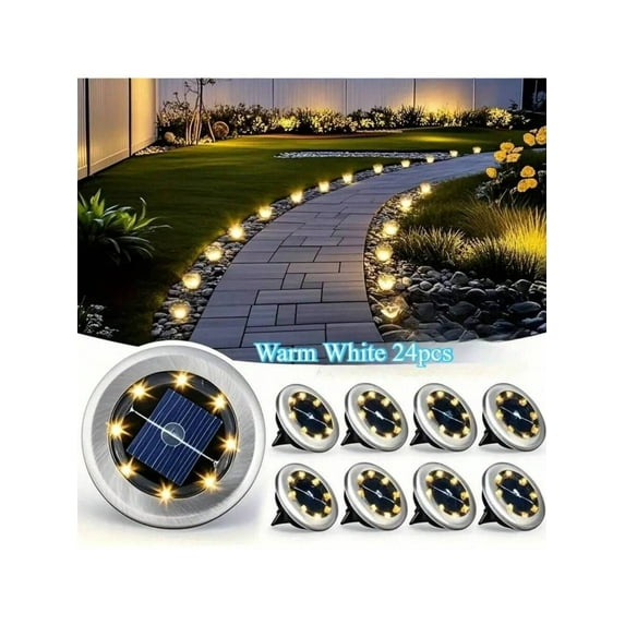 24pcs Outdoor Solar Ground Lights, 400mah,Outdoor Path Lights, Solar ...