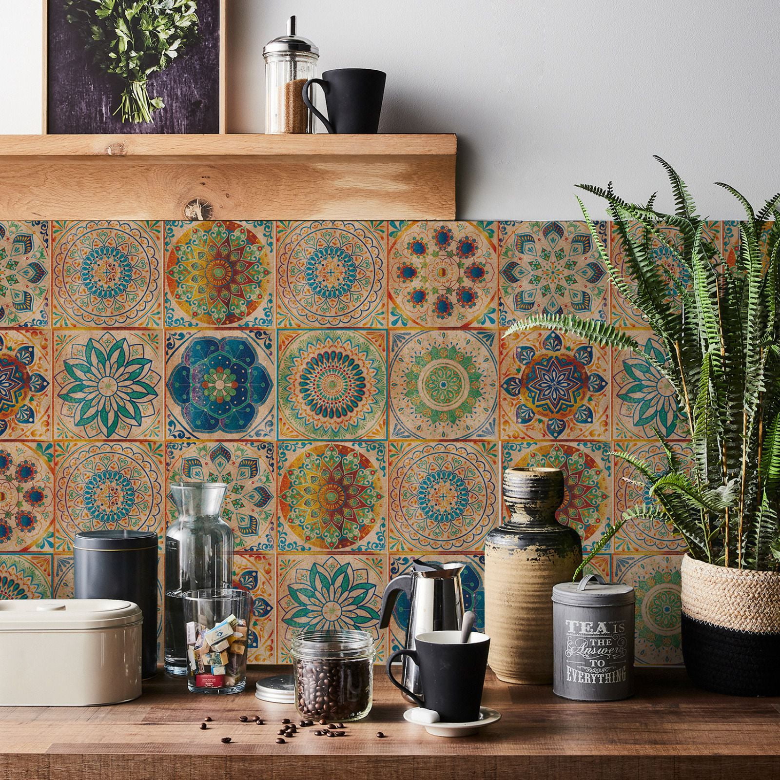24pcs Peel and Stick Kitchen Backsplash Tile Stickers,Moroccan Style ...