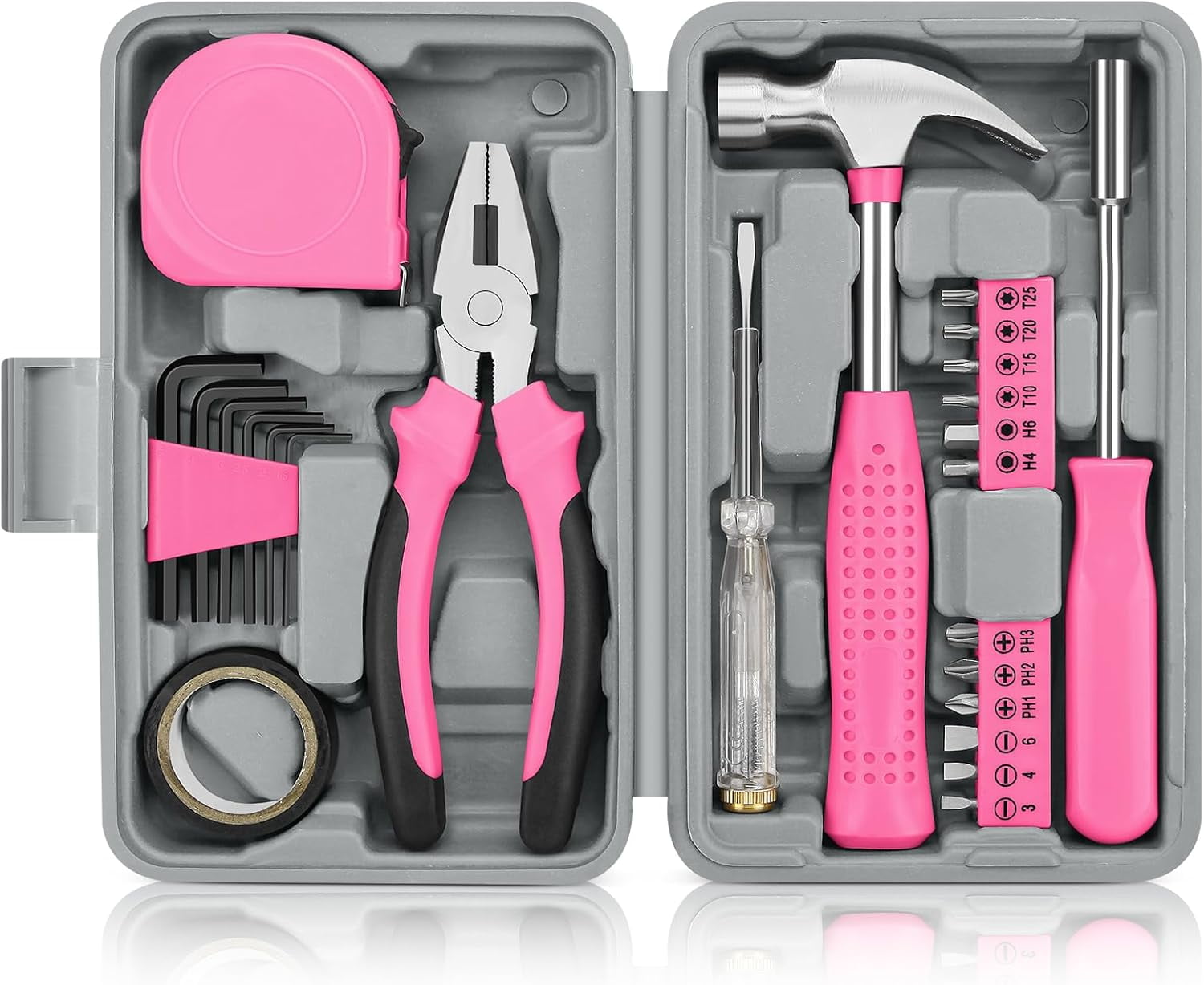 24pcs Pink Tools Set, Household Tool Kit with Storage Toolbox, Basic ...
