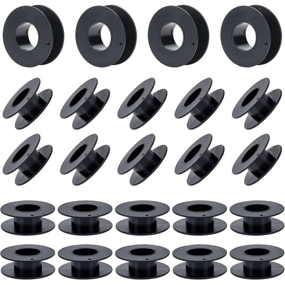 24pcs Plastic Bobbin Empty Spools Black Thread Wire Spools Bobbins ...