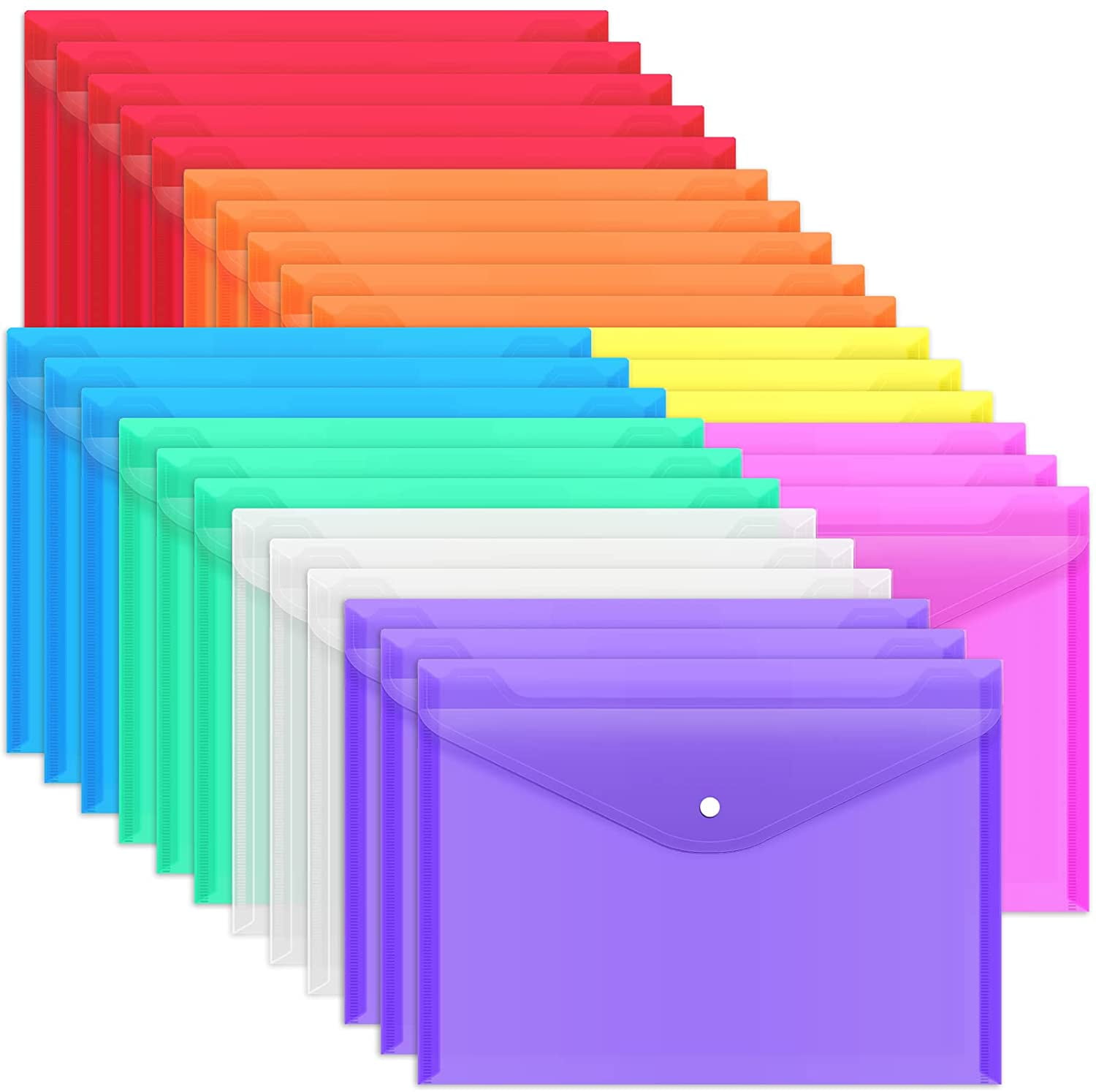 24pcs Plastic Envelopes, Plastic Folders, Folders for Documents ...