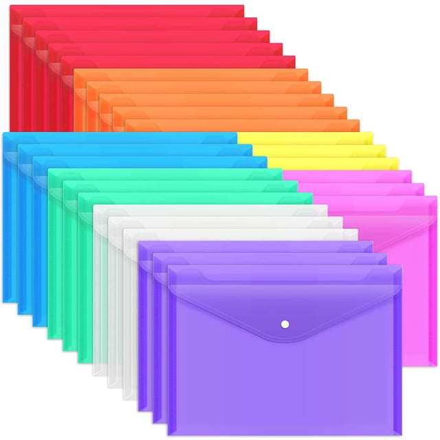 24pcs Plastic Envelopes, Plastic Folders, Folders for Documents ...