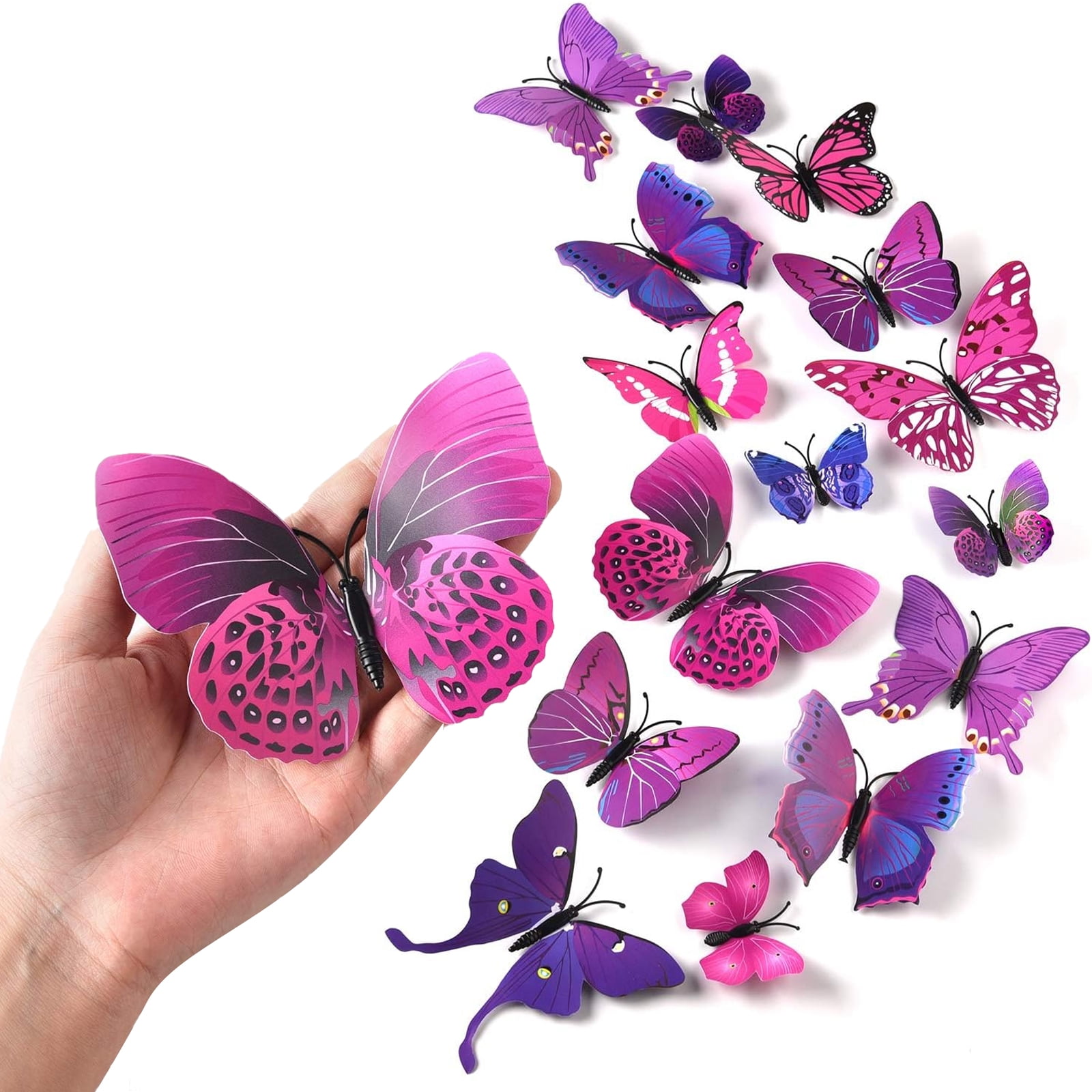 24pcs Purple Butterfly Wall Stickers - Walmart.com