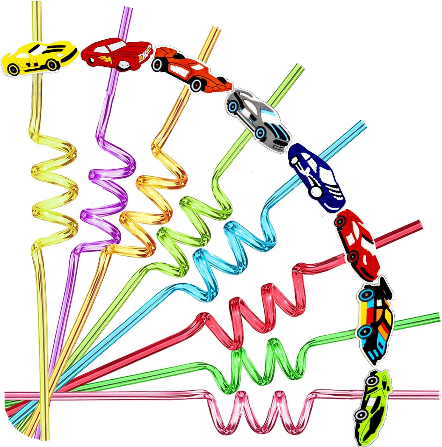 24pcs Race Car Themed twisty Reusable Straws for Race Car Party Favor ...