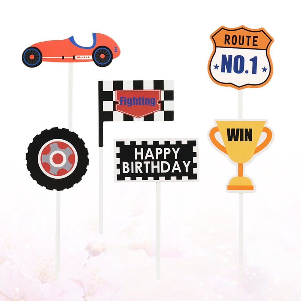 24pcs Racing Car Trophy Checkered Flag Toppers Funny Picks Paper ...