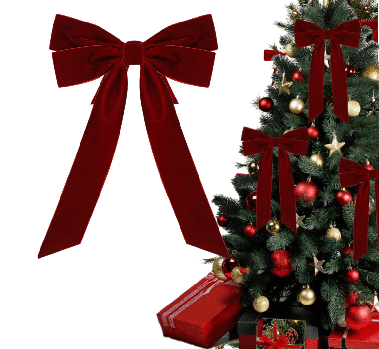 24pcs Red Velvet Bows for Christmas Tree Decorations Wreath Burgundy ...