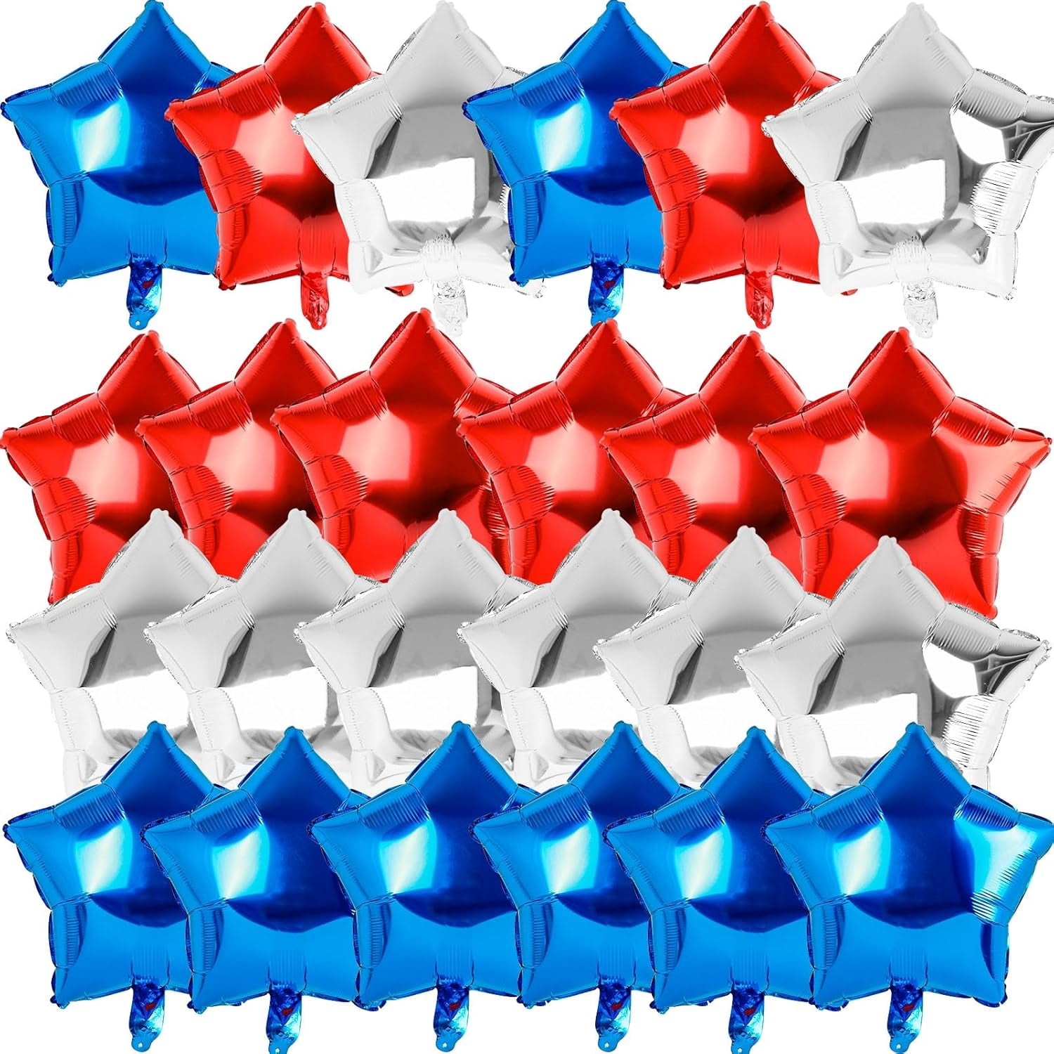 24pcs Red White Blue Star Balloons,18 inch Foil Mylar Star Balloons,4th ...