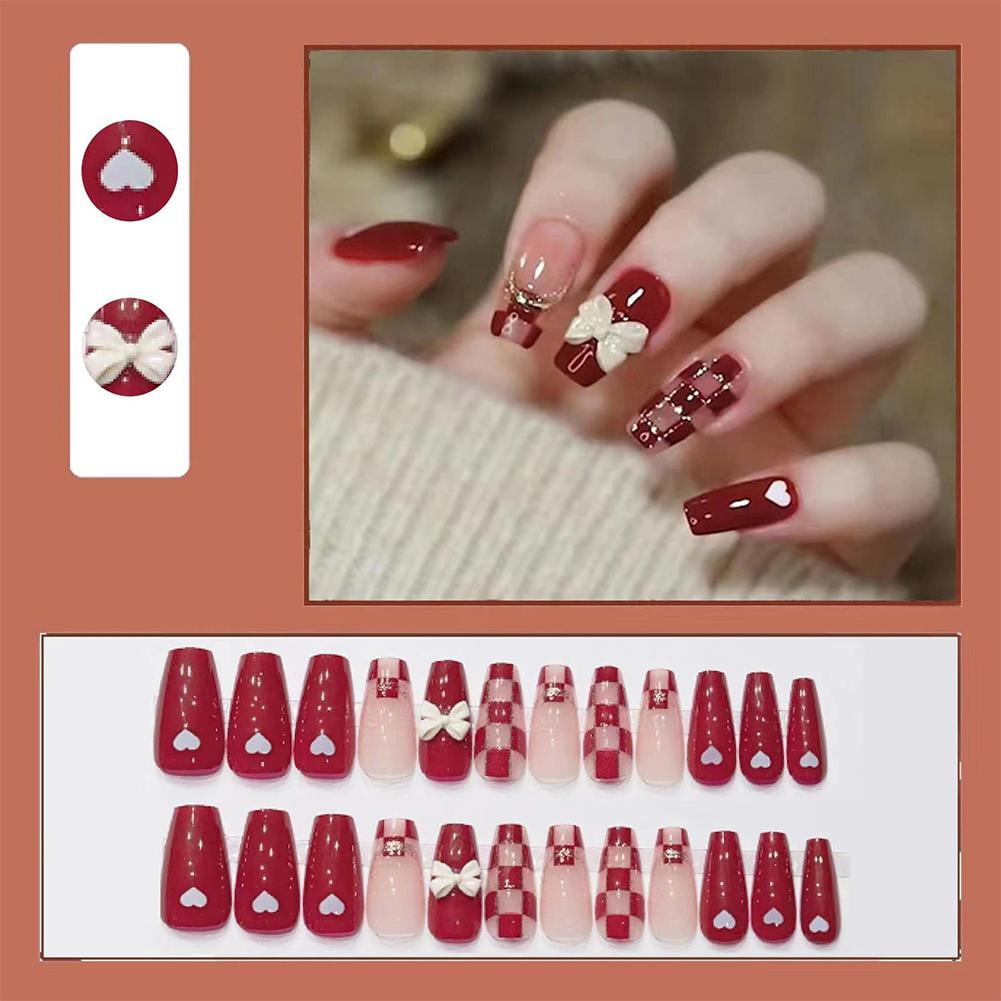 24pcs Removable Finished Wearable Nail Patches Nail Art Stier Patches ...