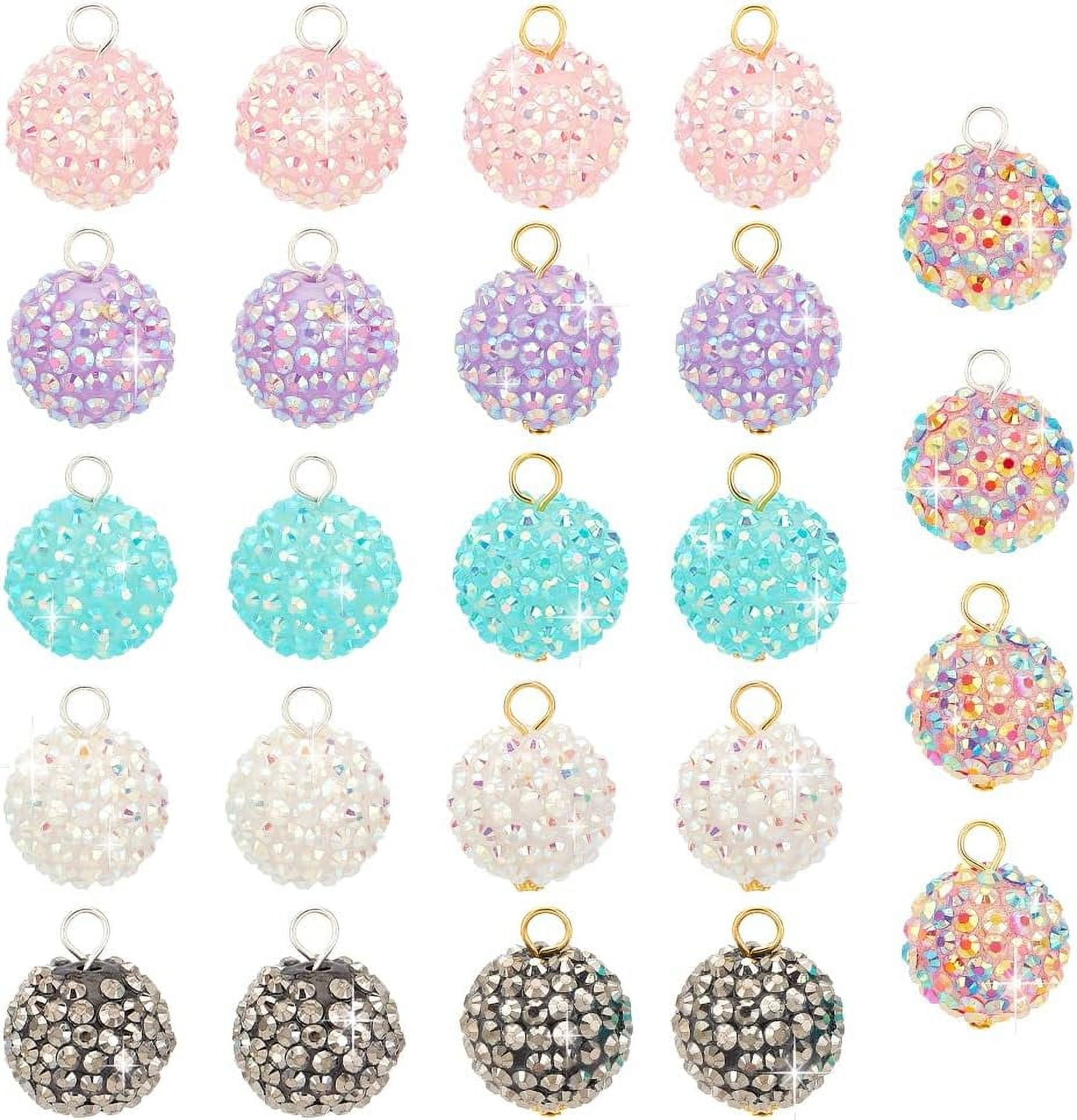 24pcs Resin Rhinestone Bead Charms 18mm Chunk Beads Pendants 6 Styles ...