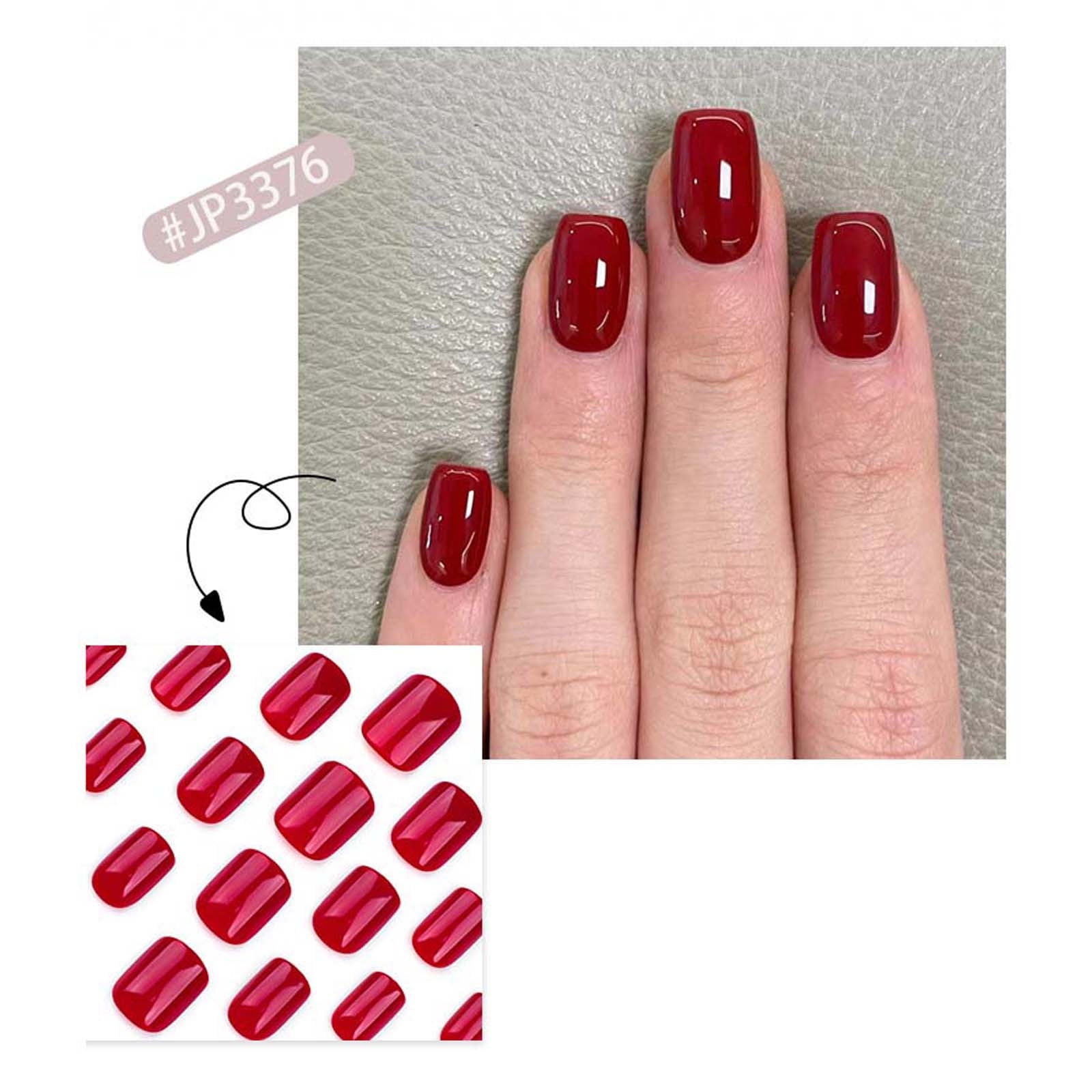 24pcs Reusable Press-On Nails Kit with Glue, Short False Nails Set for ...