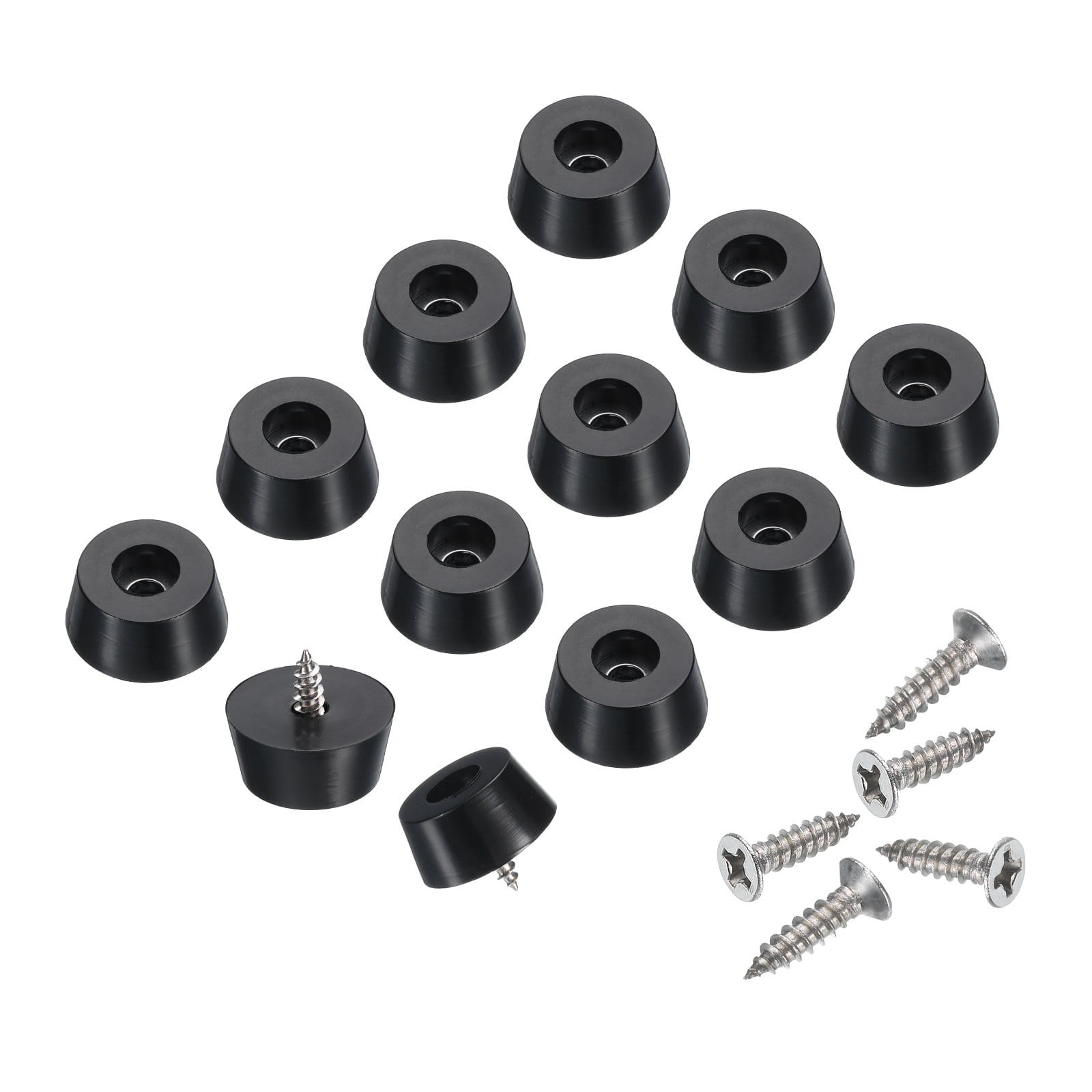 Uxcell 24pcs Rubber Feet Bumpers Buffer with Screws Black 0.4"H x 0.9"D ...