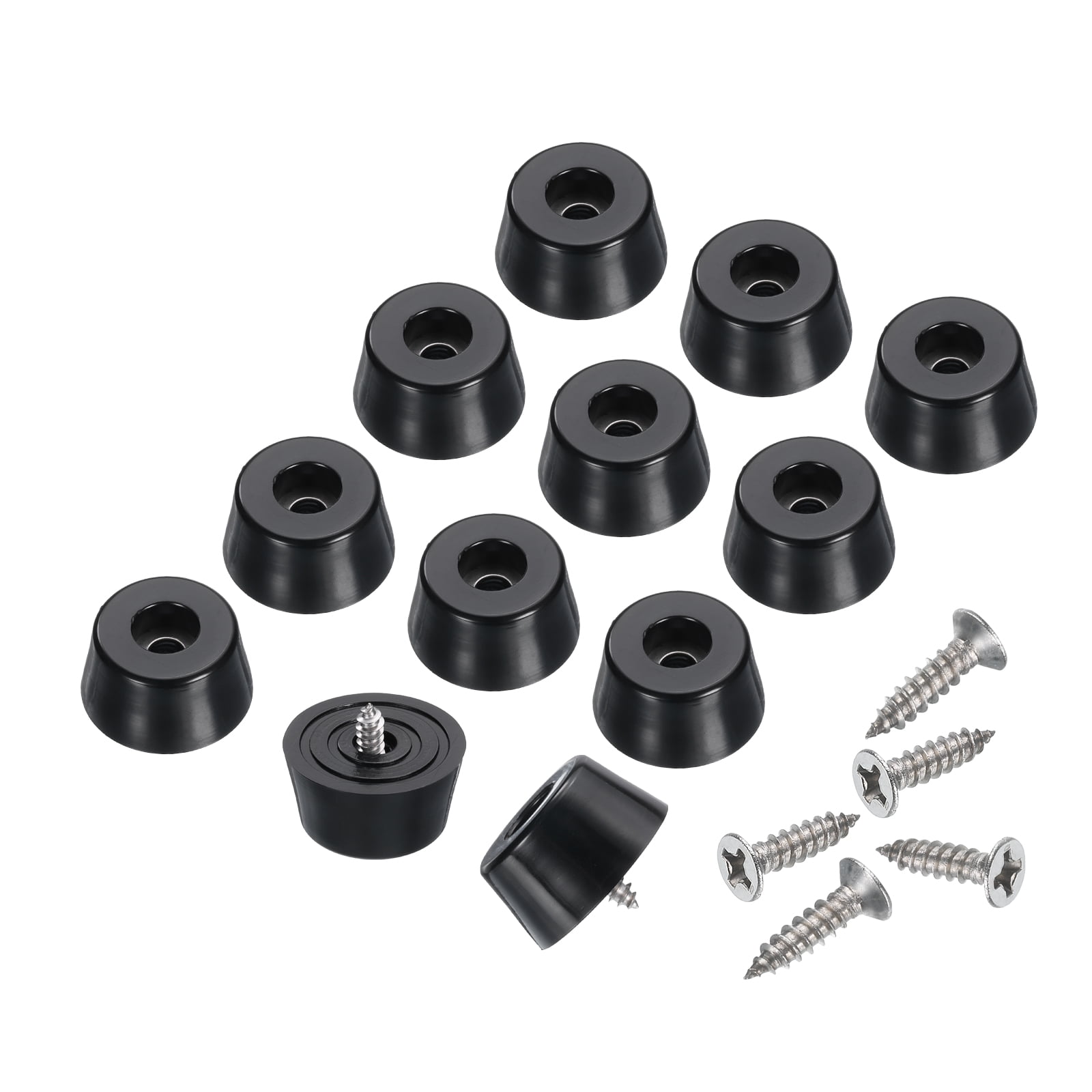 Uxcell 24pcs Rubber Feet Bumpers Buffer with Screws Black 0.7"H x 1.3"D ...