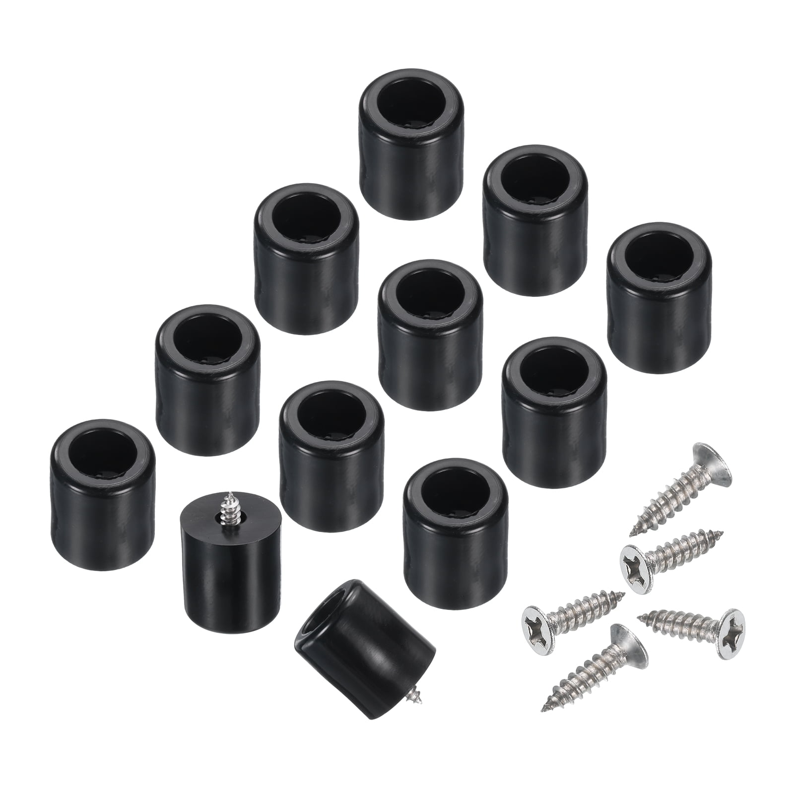 Uxcell 24pcs Rubber Feet Bumpers Buffer with Screws Black 0.8"H x 0.8"D ...