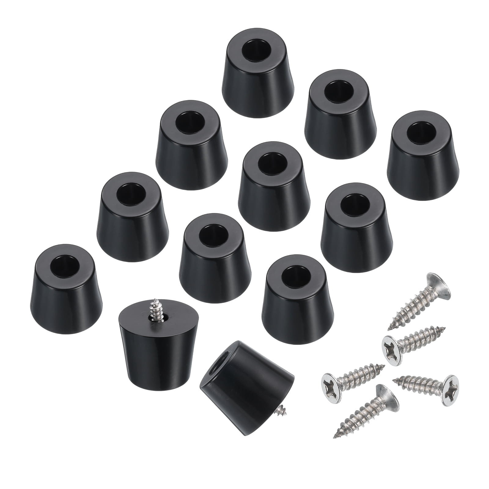 Uxcell 24pcs Rubber Feet Bumpers Buffer with Screws Black 1"H x 1.2"D ...