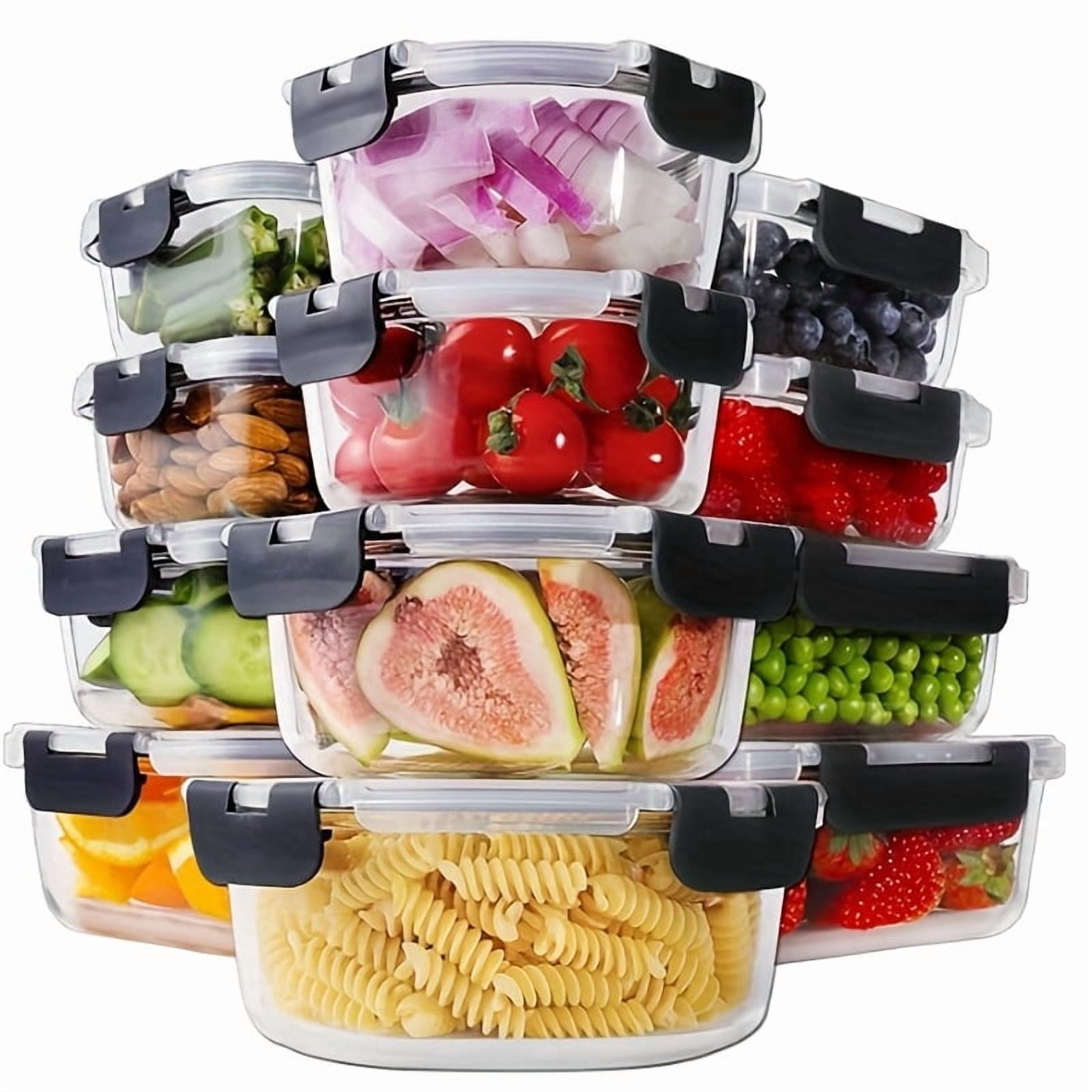 24pcs Set (12 Containers 12 Lids) Glass Bento Box - Walmart.com