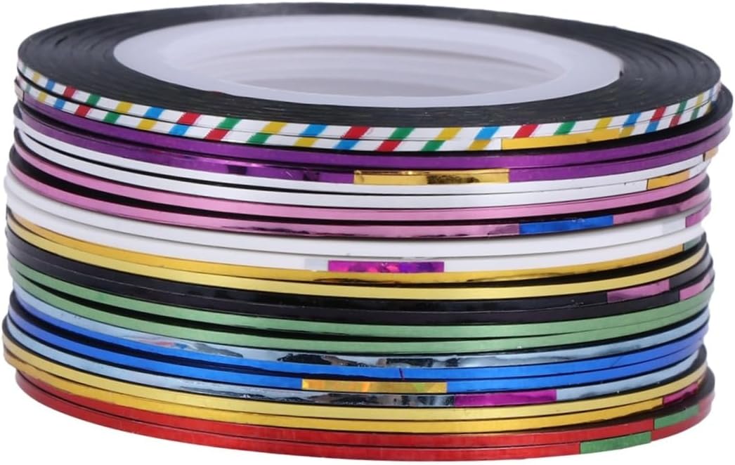 24pcs Shining Holographic DIY Nail Sticker Lines Striping Tapes Rolls ...