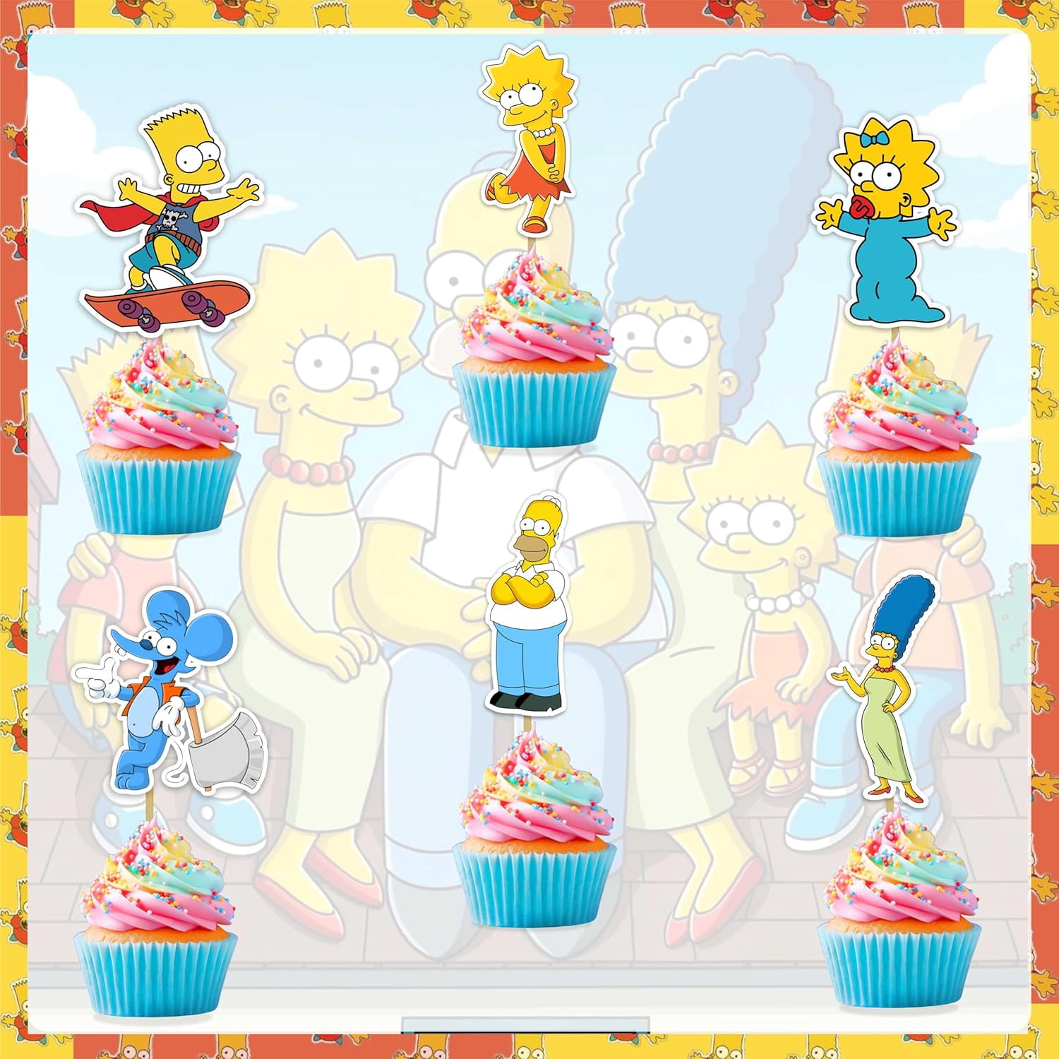 24pcs Simpsons Cupcake Toppers for Birthday Party Cake Decoration ...