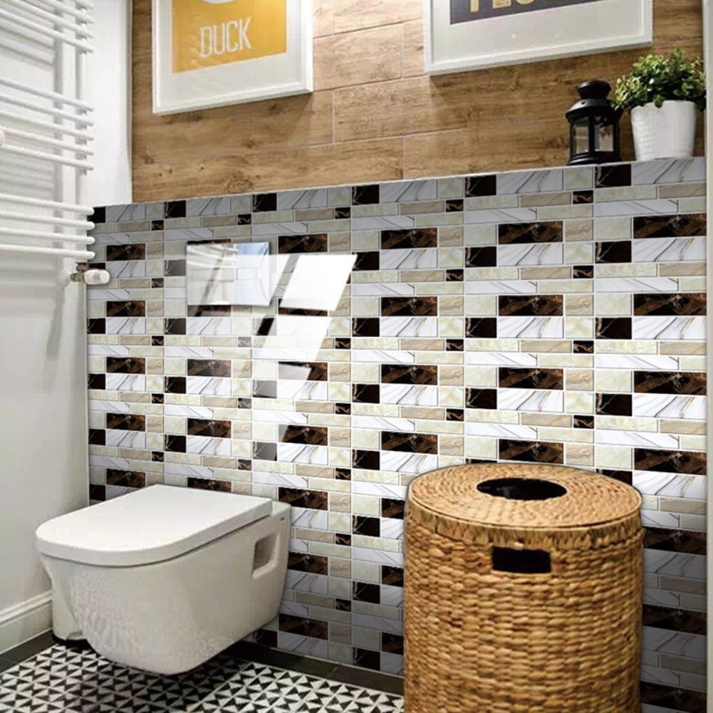 24pcs Simulated Marble Tiles PVC Wall Stickers Peel and Stick Self ...