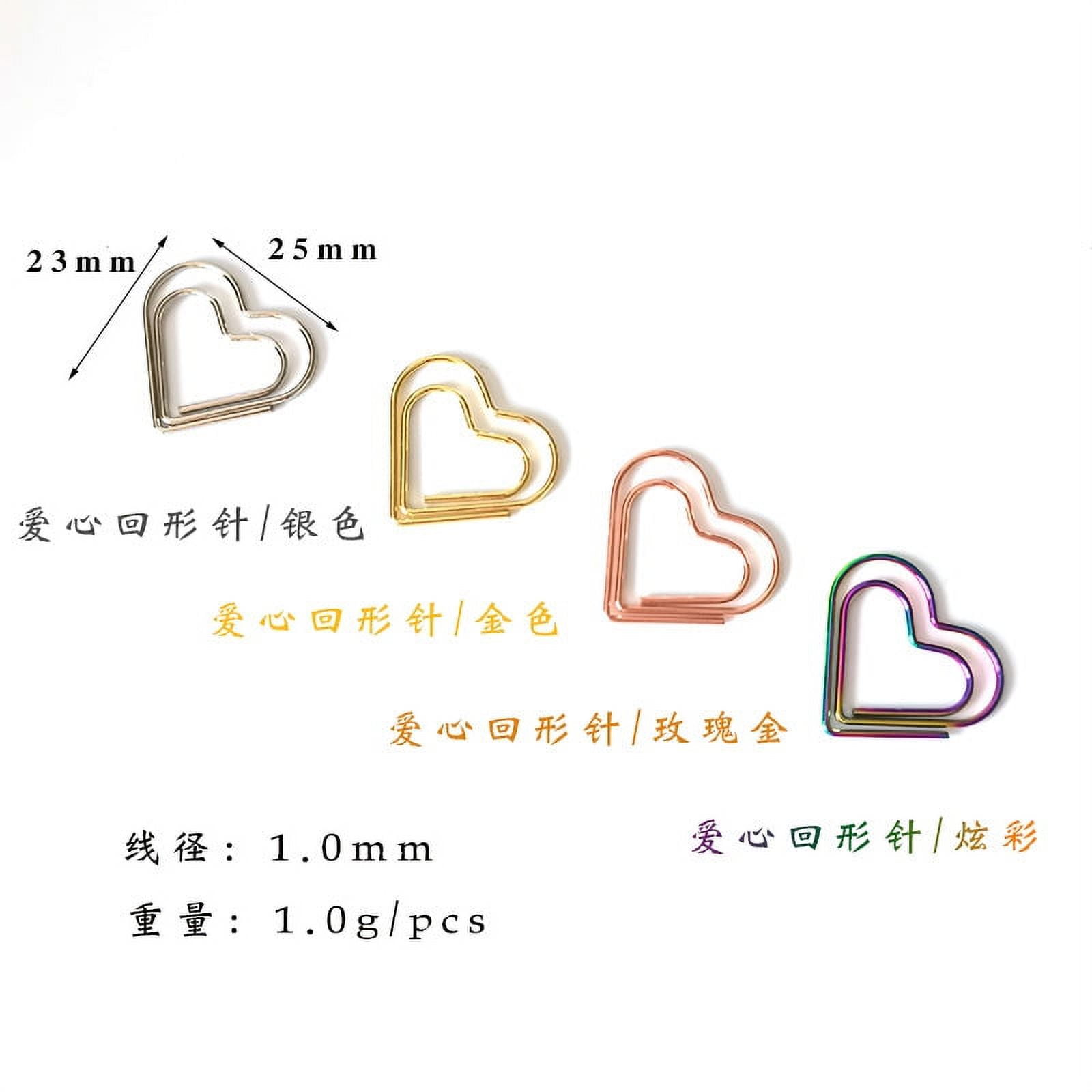 24pcs Small Paper Clips Heart Paperclips Shaped Bookmark Clips Cute ...