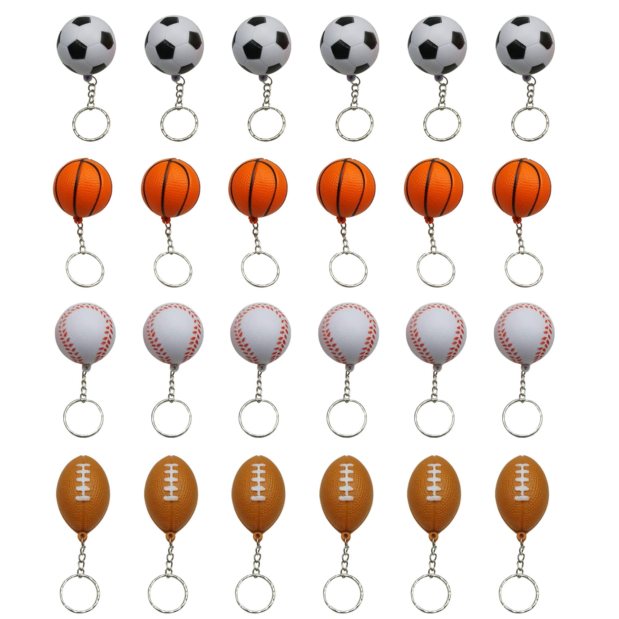 24pcs Sports Ball Keychains for Party Favors & Carnival Prizes, Foam ...