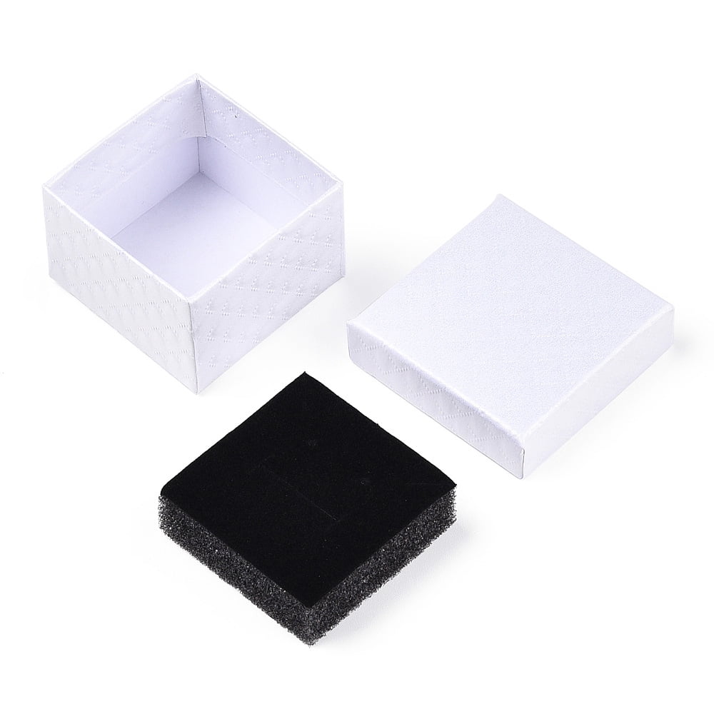 24pcs Square Cardboard Ring boxes with Sponge Inside White 2x2x1-3/8 ...