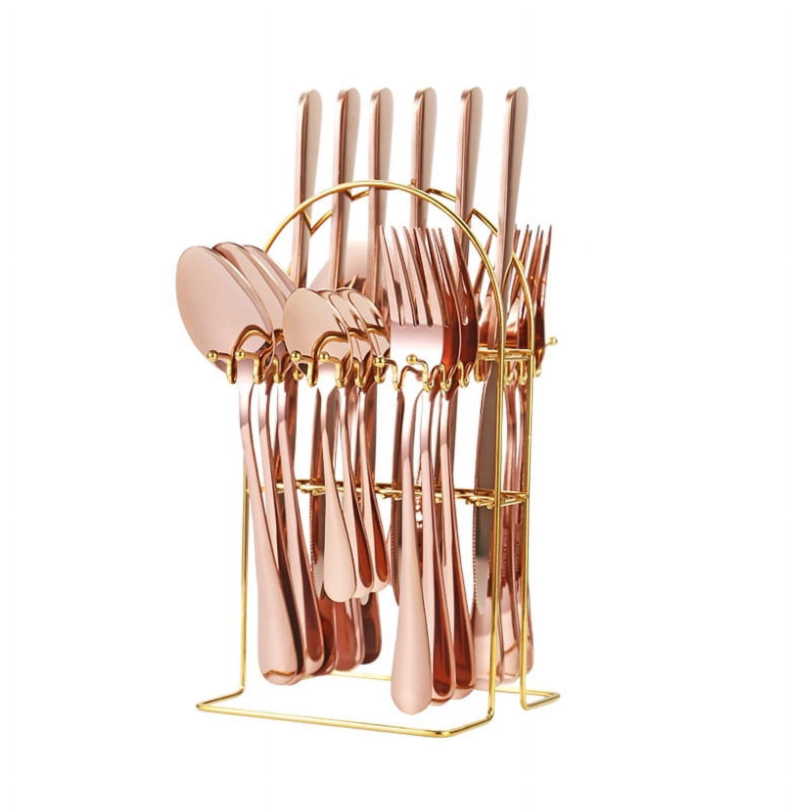 24pcs Stainless Steel Tableware Set, Flatware Set With Holder, Basic ...