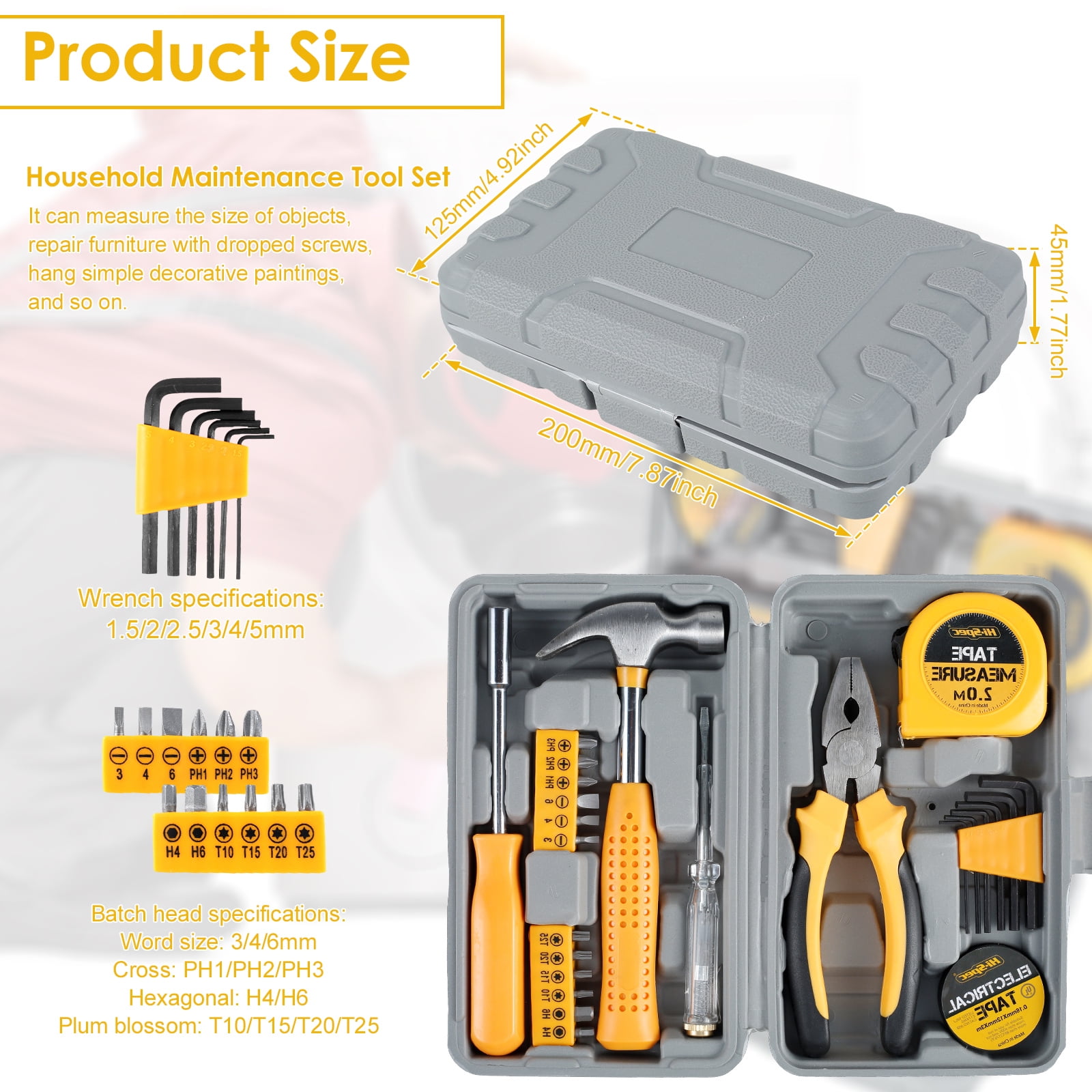24pcs Starter Tool Kit - Compact General Household Hand Tool Set with ...