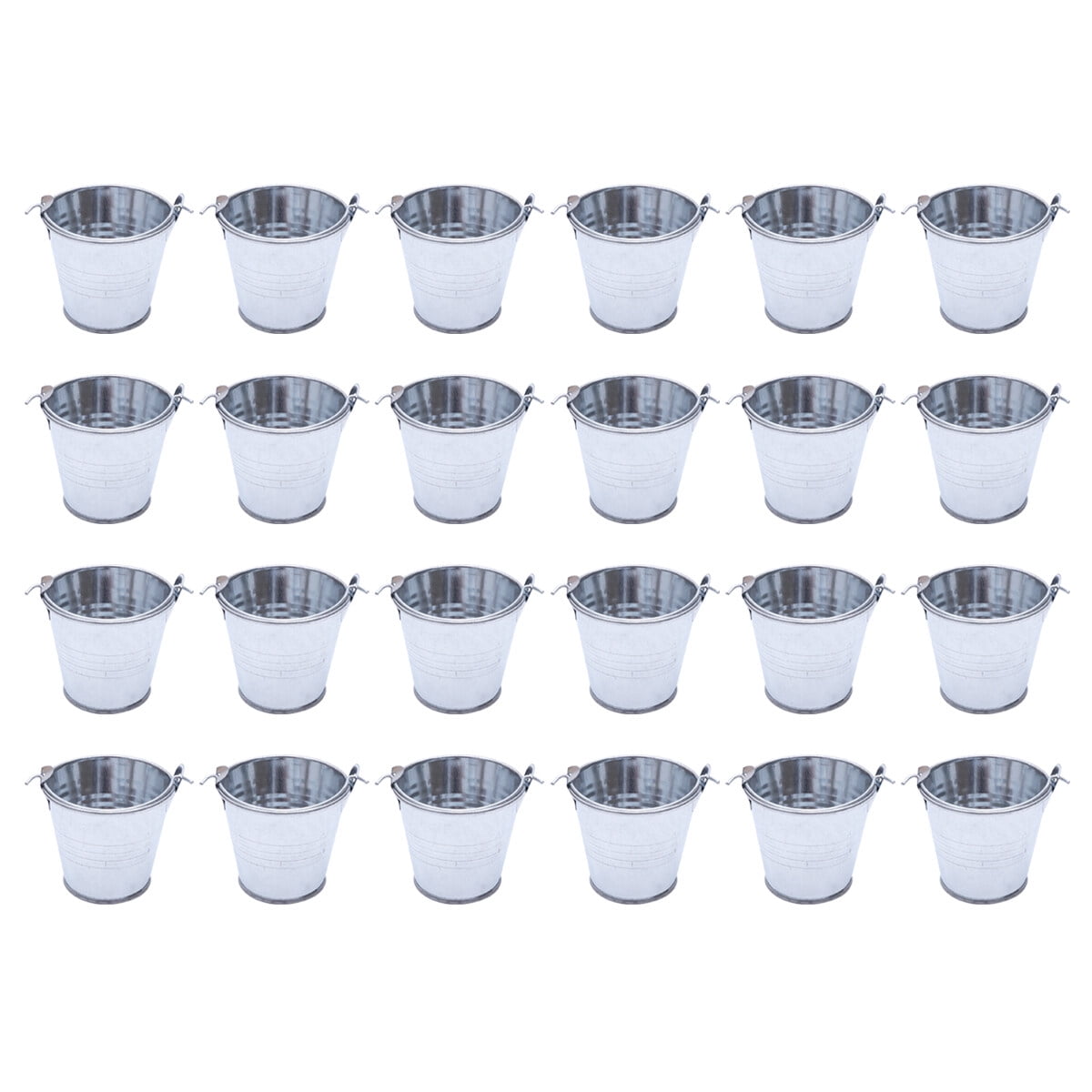 HOMEMAXS 24pcs Silver Iron Mini Buckets for Potted Plants Home Decor ...