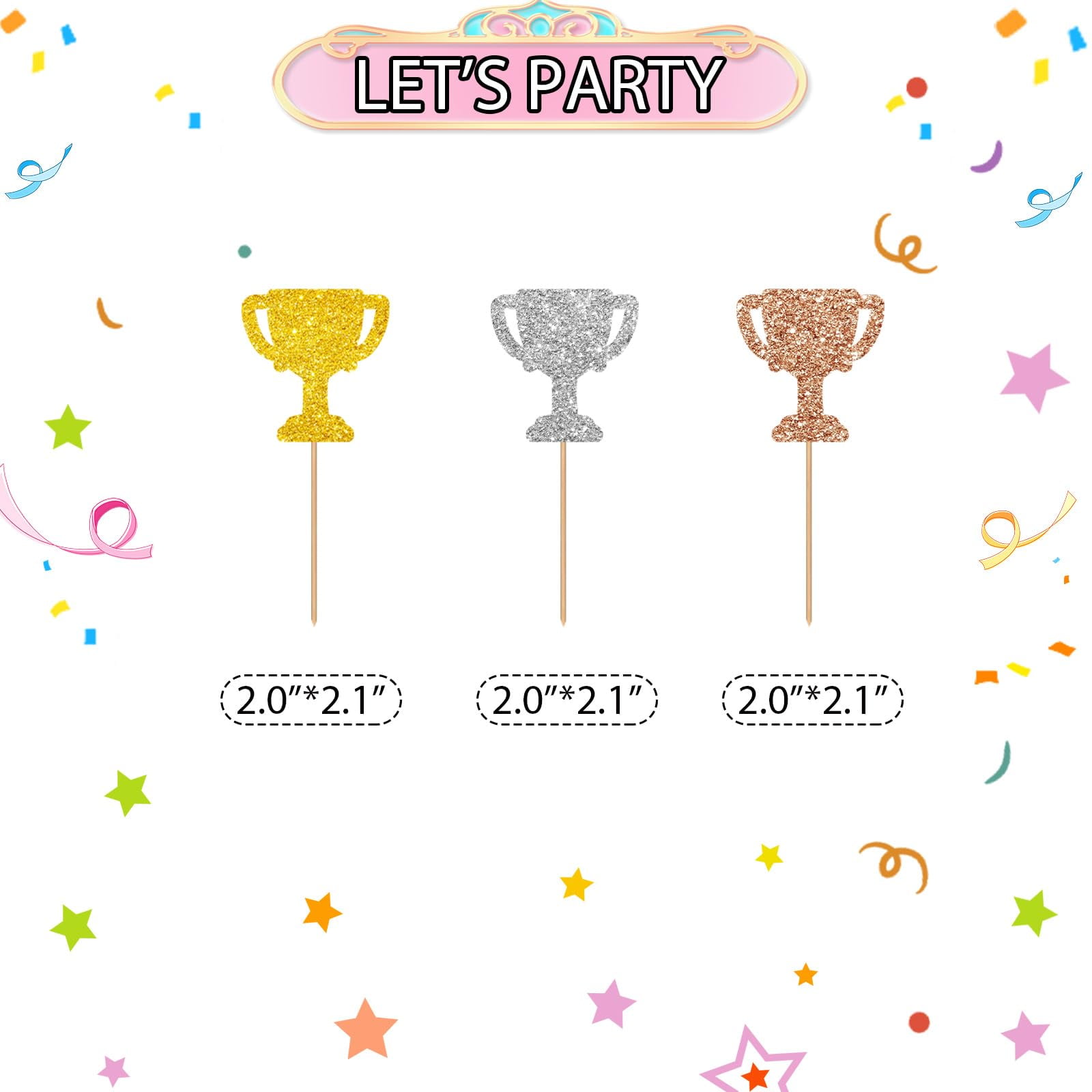 24pcs Trophy Cupcake AJH3 Toppers, Number 1 Trophy Sign Cupcake Toppers ...