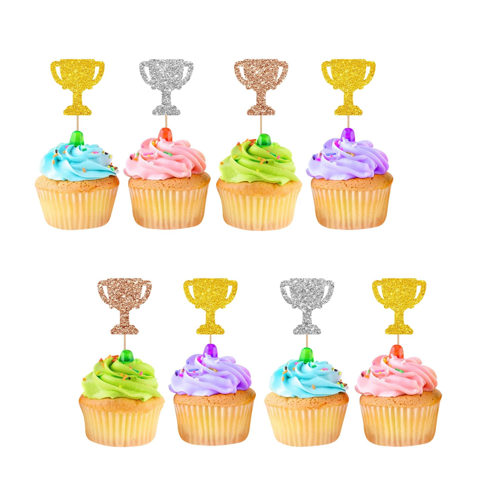 24pcs Trophy Cupcake Toppers, Number 1 Trophy H2FSDSign Cupcake Toppers ...