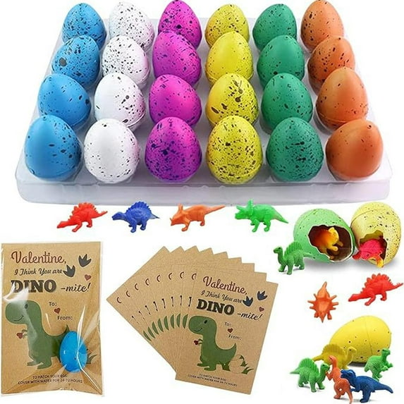24pcs Valentines Day Gifts for Kids - Dinosaur Egg Hatching Card Bulk ...