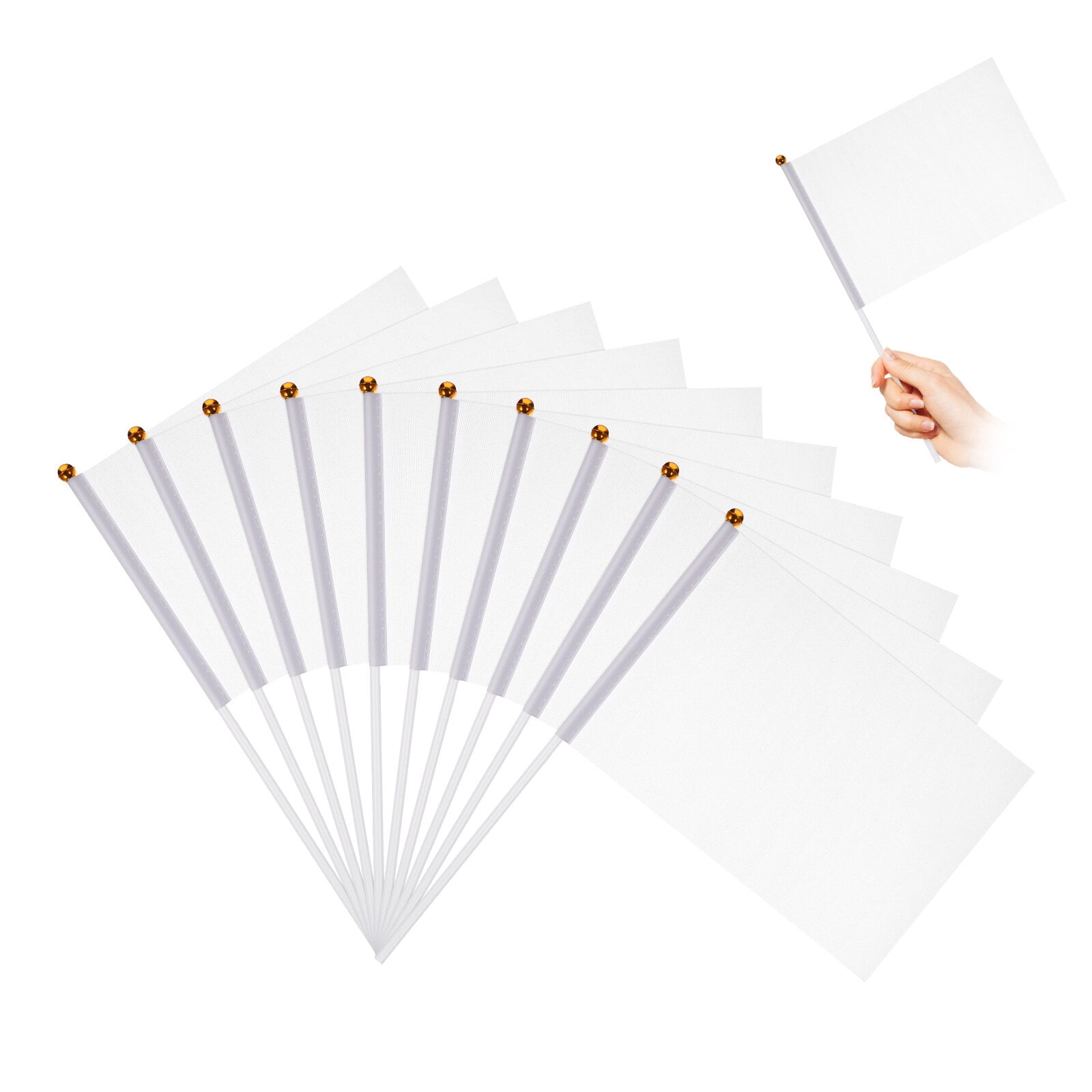 24pcs White Marking Flags Hand Held Flags Blank Sports Events Cheering ...