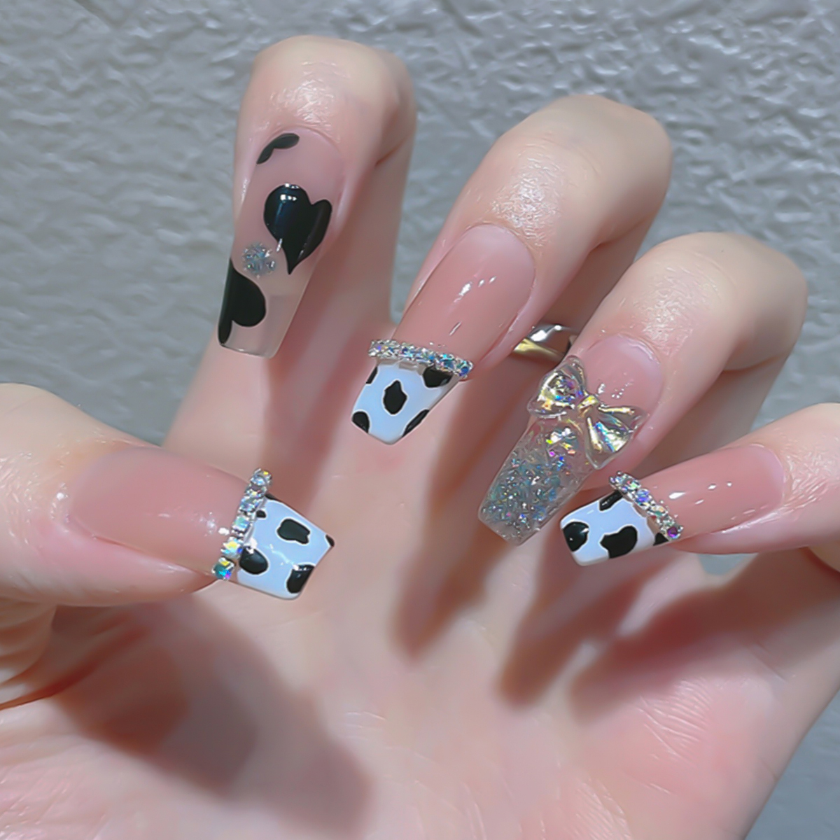 24pcs Y2K Style Gradient Red Color Fake Nails With 3D Butterfly ...