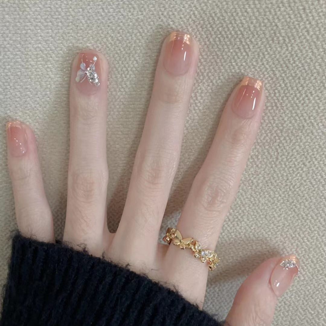 24pcs detachable short press on nails y2k designs fake nails with glue ...