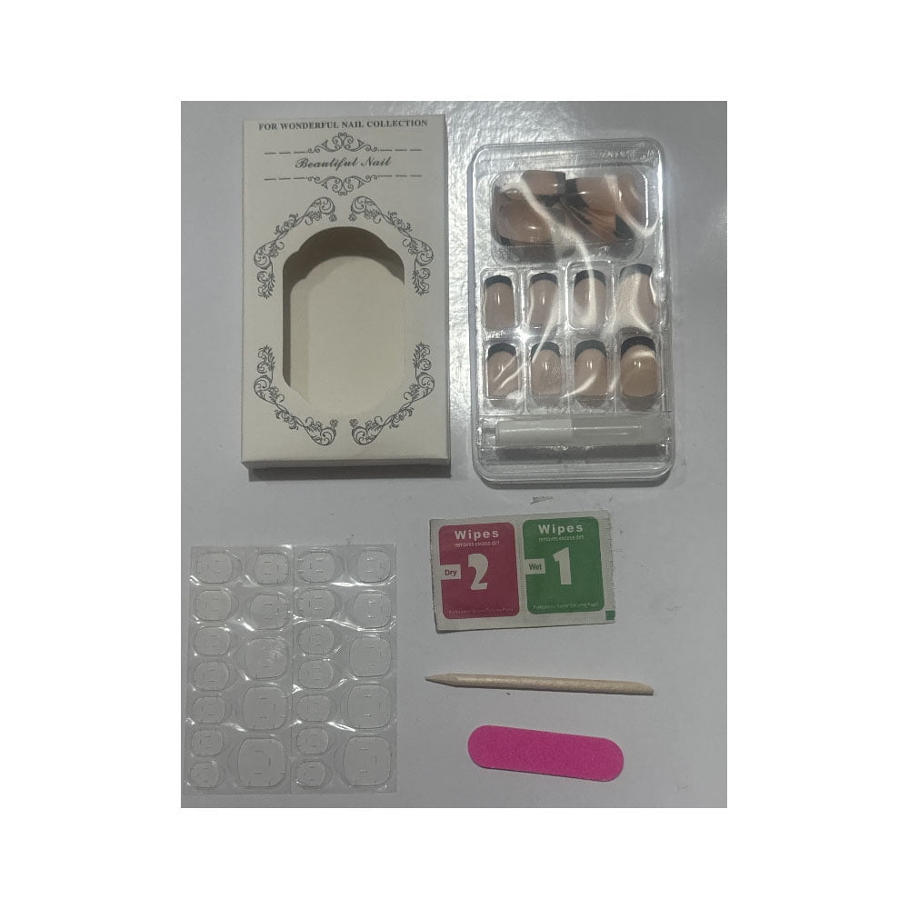 24pcs minimalist black French style nails+toolkit - boxed Rarida ...