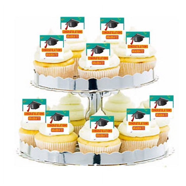 24pk Congratulations Graduate Edible Cupcake Decoration Toppers / Picks ...