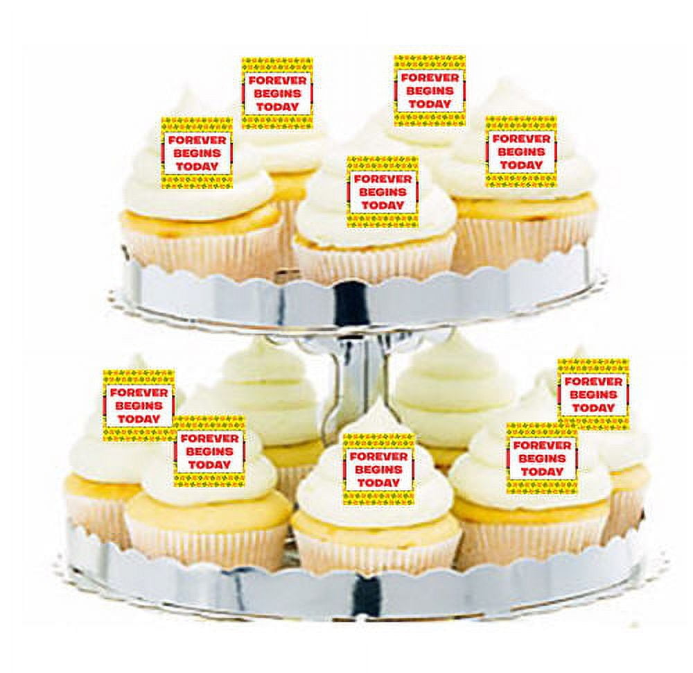 24pk Forever Begins Edible Cupcake Decoration Toppers / Picks - Walmart.com